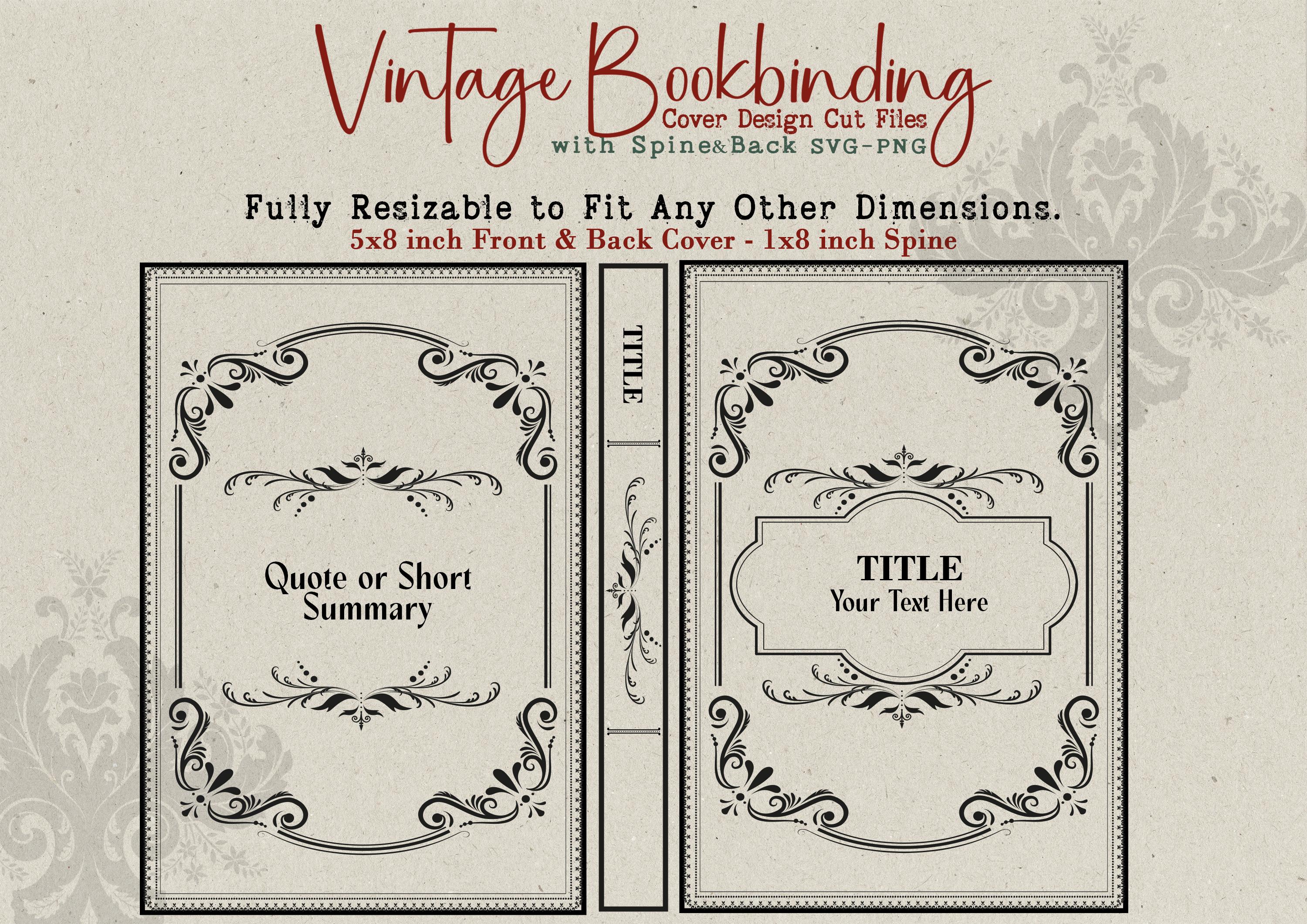 Vintage Book Cover SVG, Printable Floral Bookbinding Design, 6 Antique ...