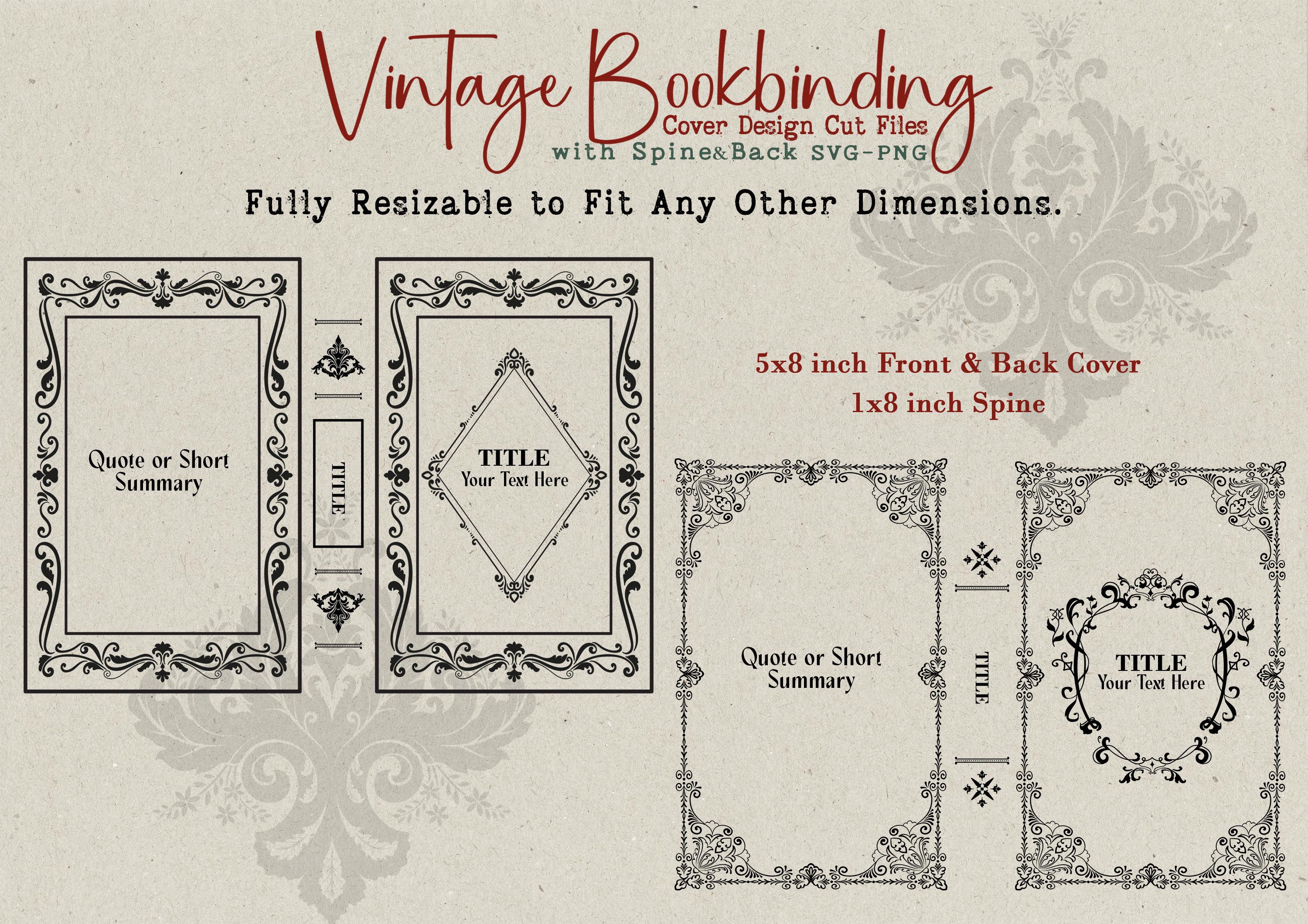 Vintage Book Cover SVG, Printable Floral Bookbinding Design, 6 Antique ...