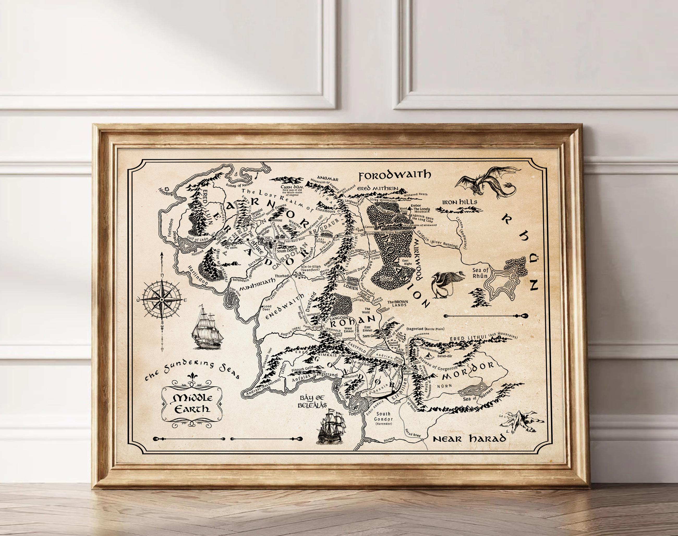 Middle Earth Map Svg, Laser Engraving Cnc Cut File, Dxf, Eps, Png ...