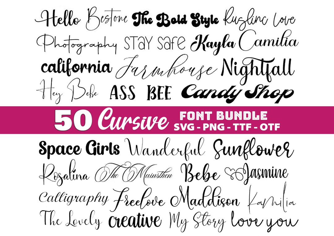 The Ultimate 50 Font Bundle, Font Bundle TTF SVG Heart Font, Cricut ...