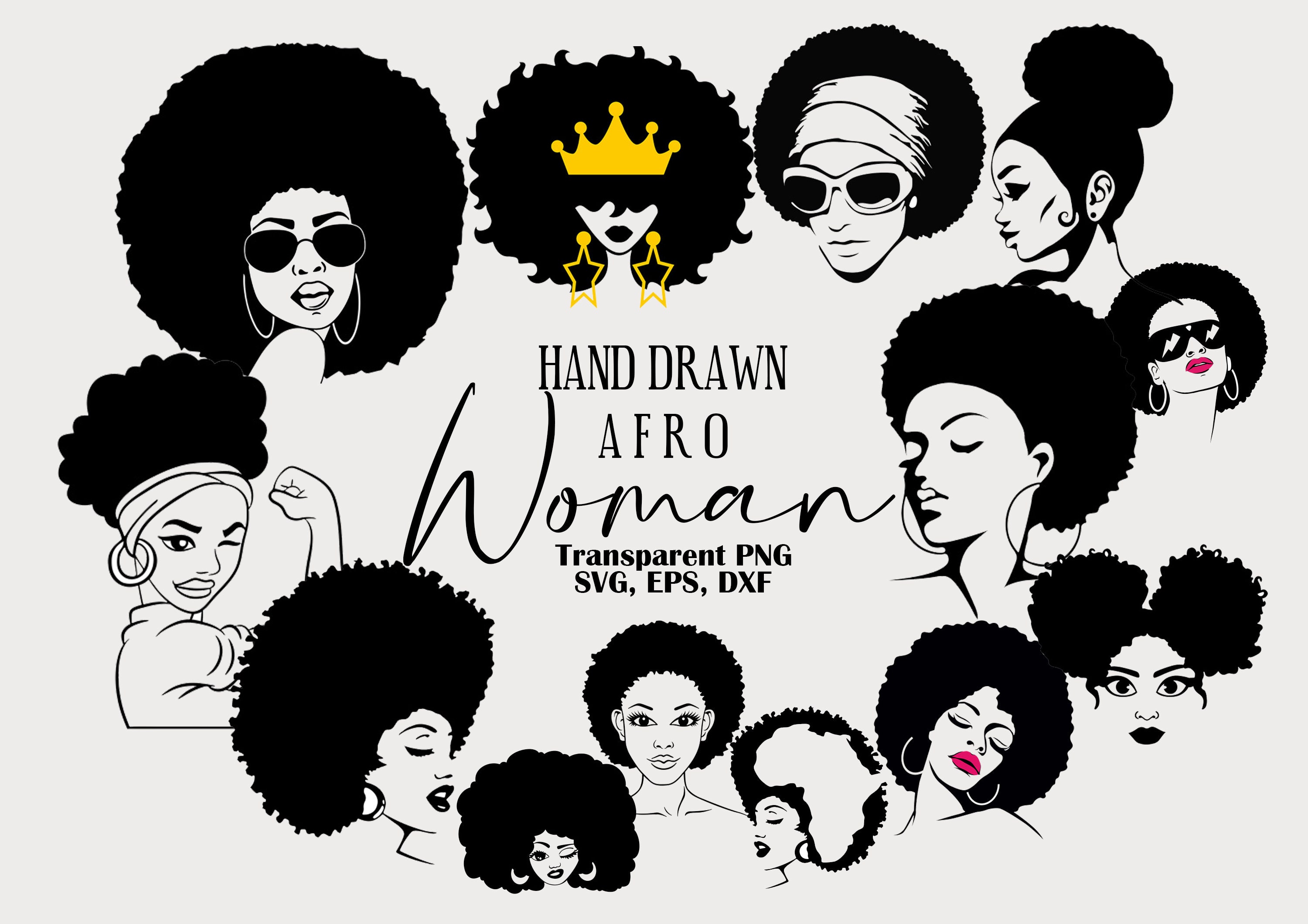 Afro Woman Svg Bundle Afro Girl Svg Afro Queen Svg Curly - Etsy