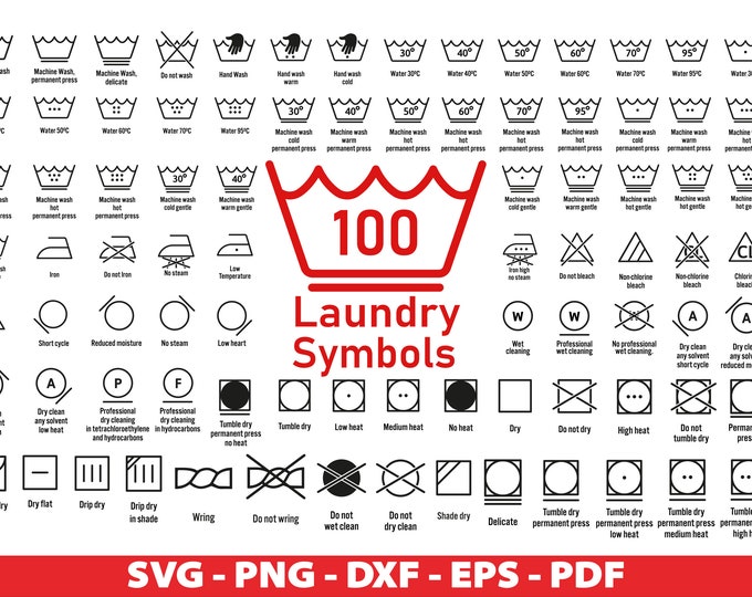 Laundry Symbols SVG, PNG. Cloth Care Symbols SVG. Washing Instruction ...