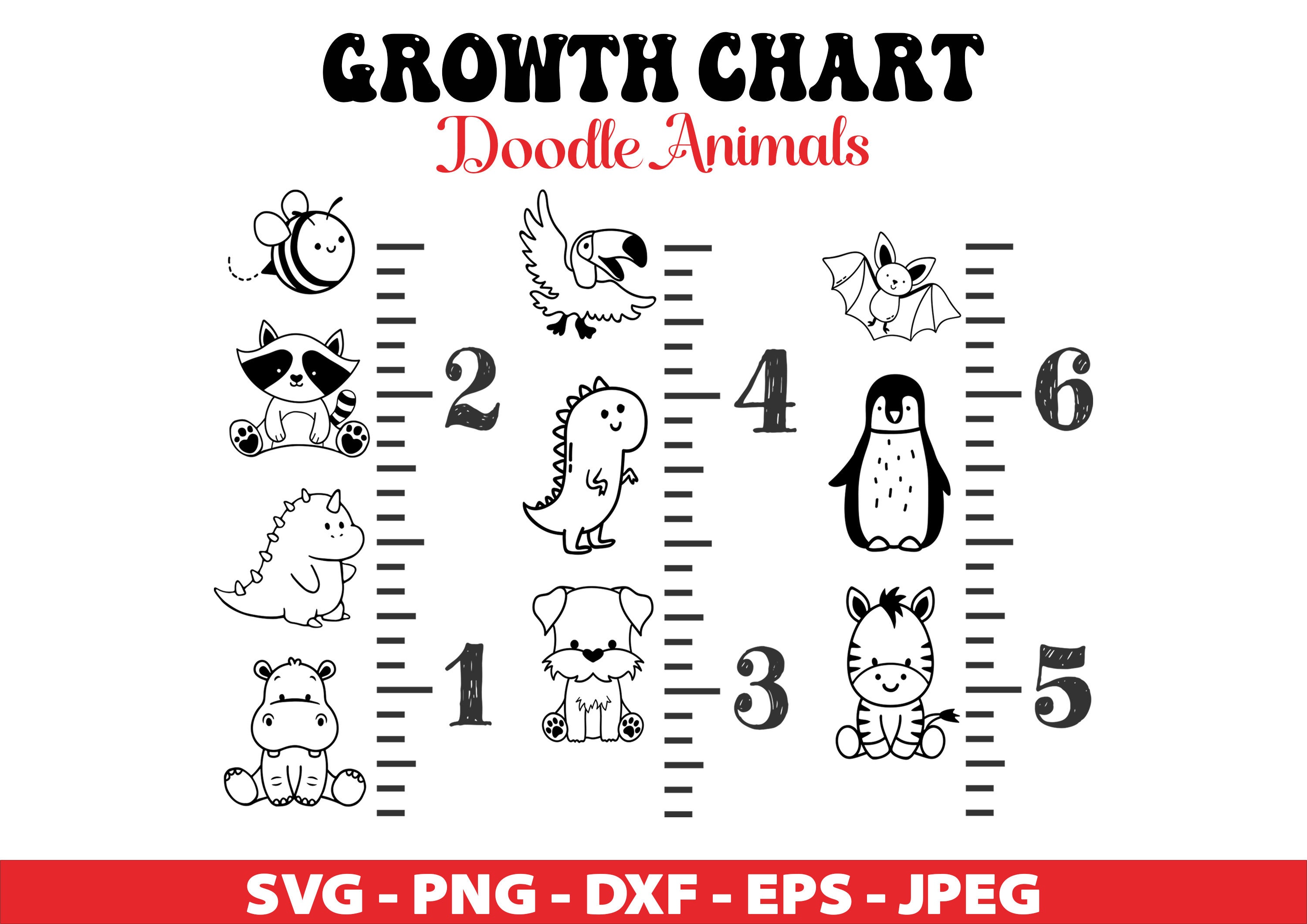 Growth Chart Svg, Doodle Animal Growth Chart Ruler, Nursey Wall Ruler ...