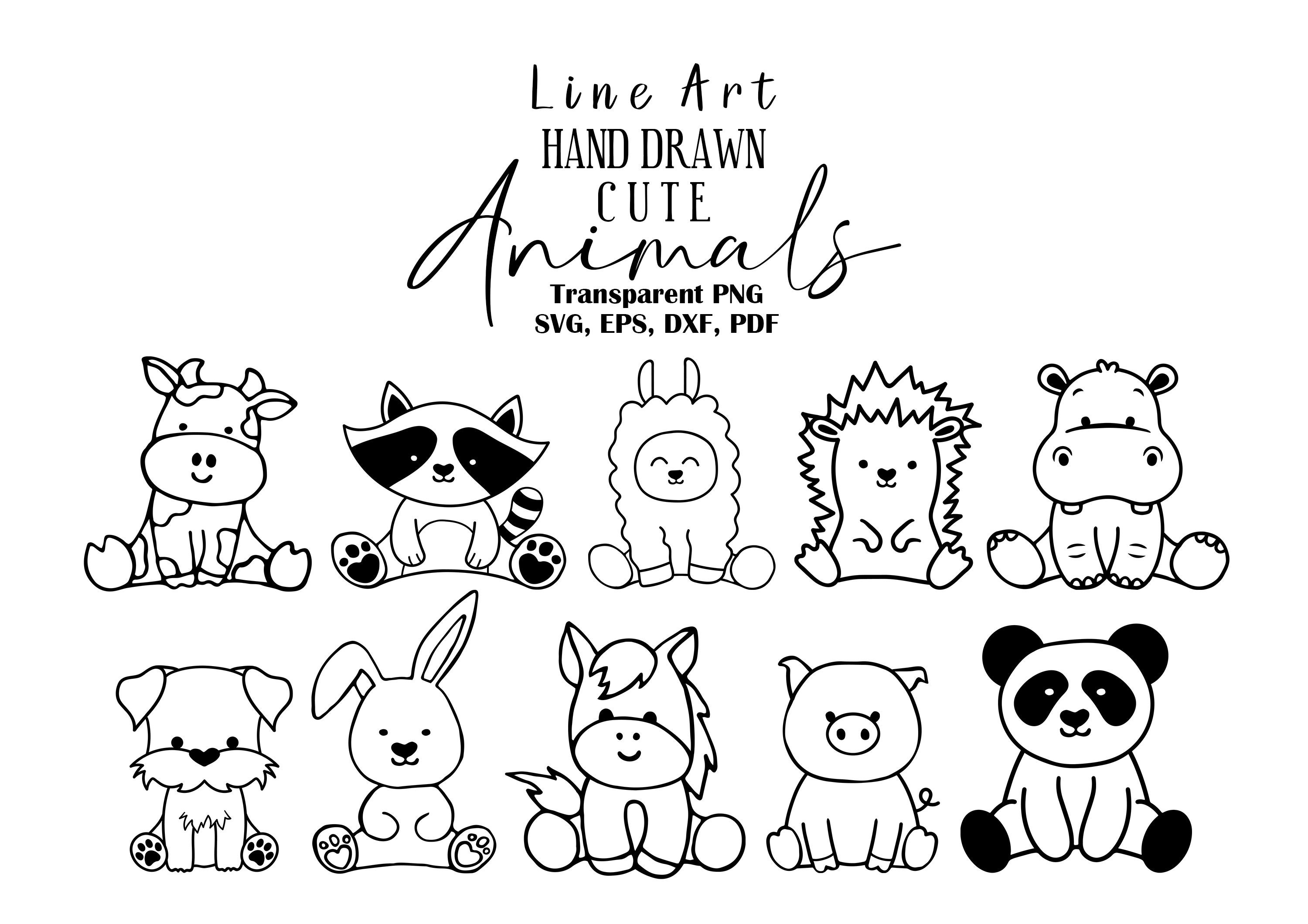 Cute Animals Bundle SVG for Cut File Animals Outline Svg - Etsy