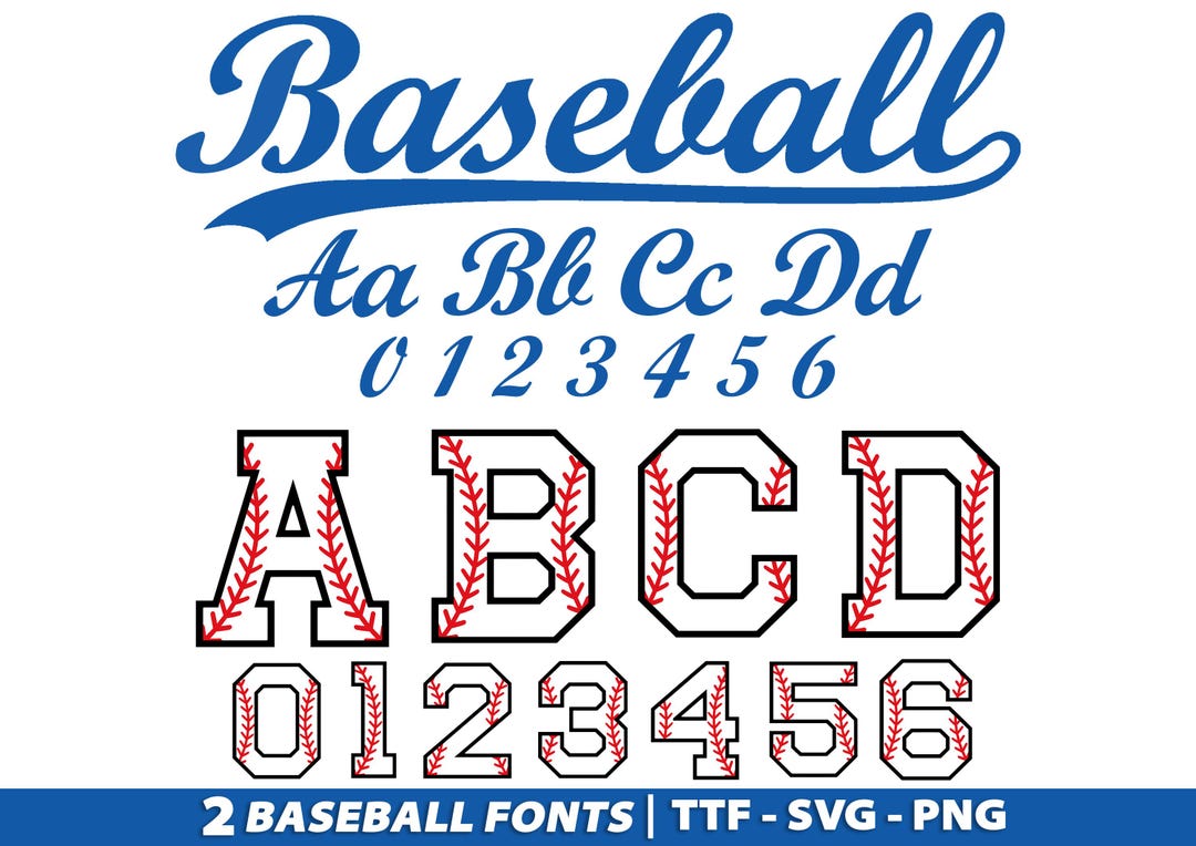 Baseball Font, Baseball Font Svg, TTF, Baseball Font With Tails ...