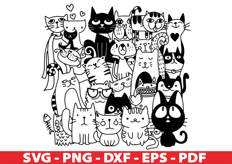 Cute Cat Stack Svg Cute Cat Clipart Cat Svg Cut Files for - Etsy