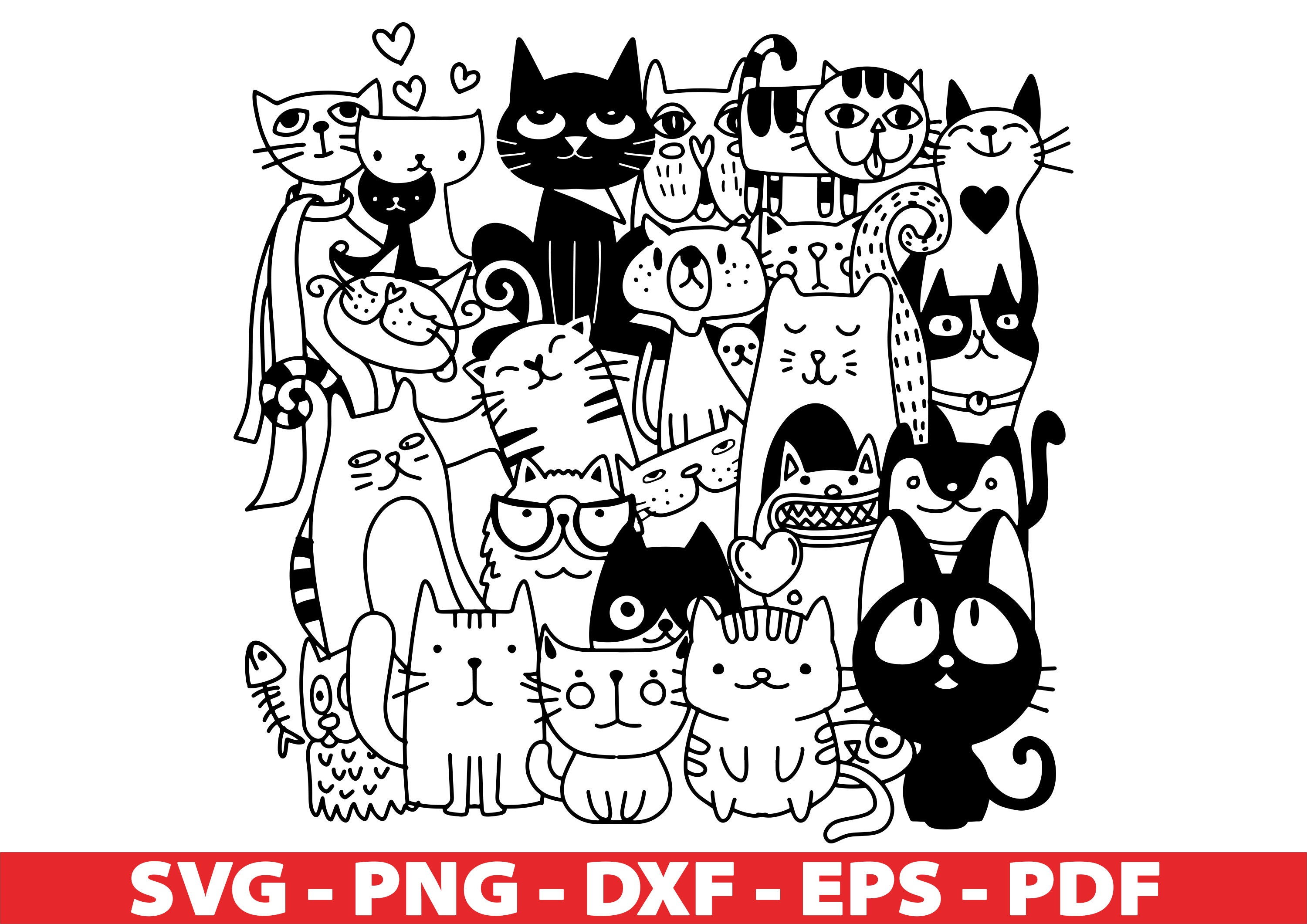 Cute Cat Stack Svg Cute Cat Clipart Cat Svg Cut Files for - Etsy