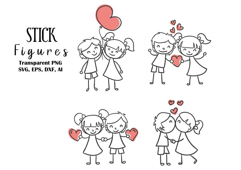 Stick Figures SVG, Stick Cute Kids Svg, Love SVG, Valentines Day Svg ...