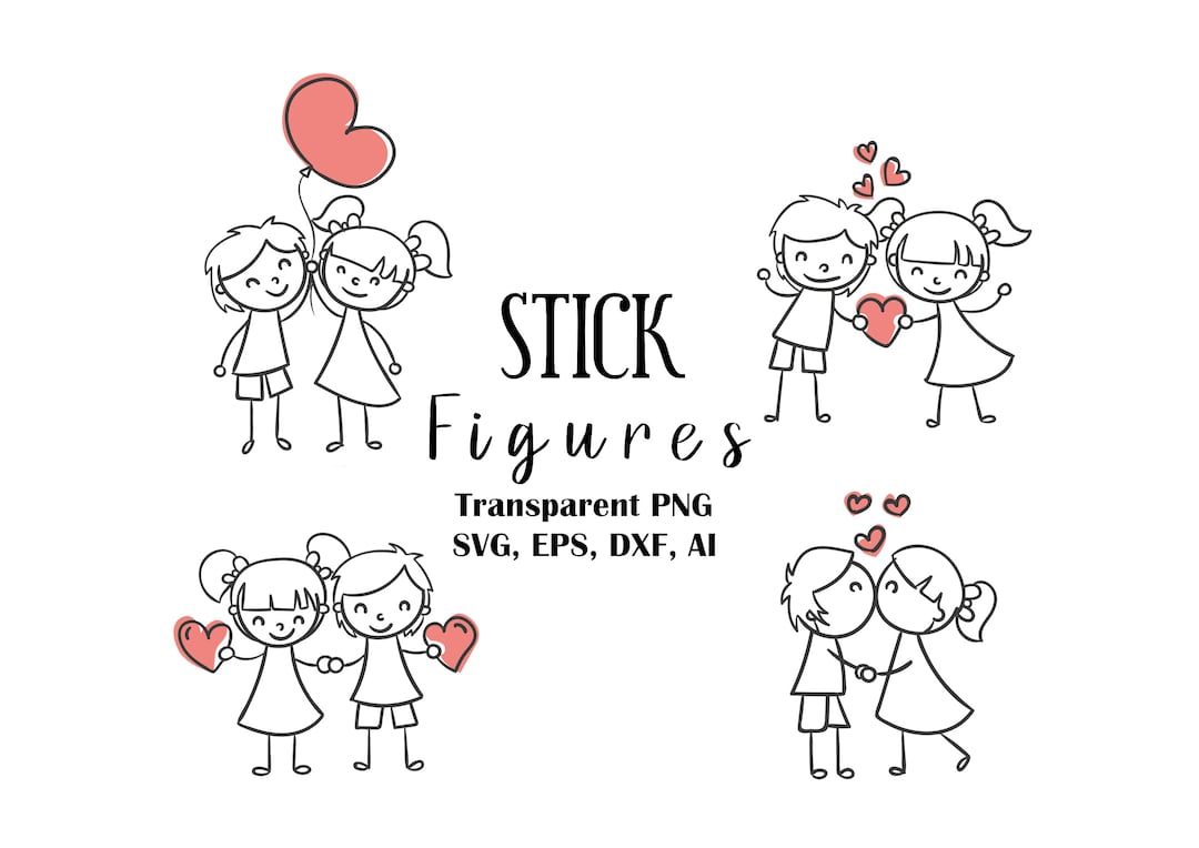 Stick Figures SVG, Stick Cute Kids Svg, Love SVG, Valentines Day Svg ...