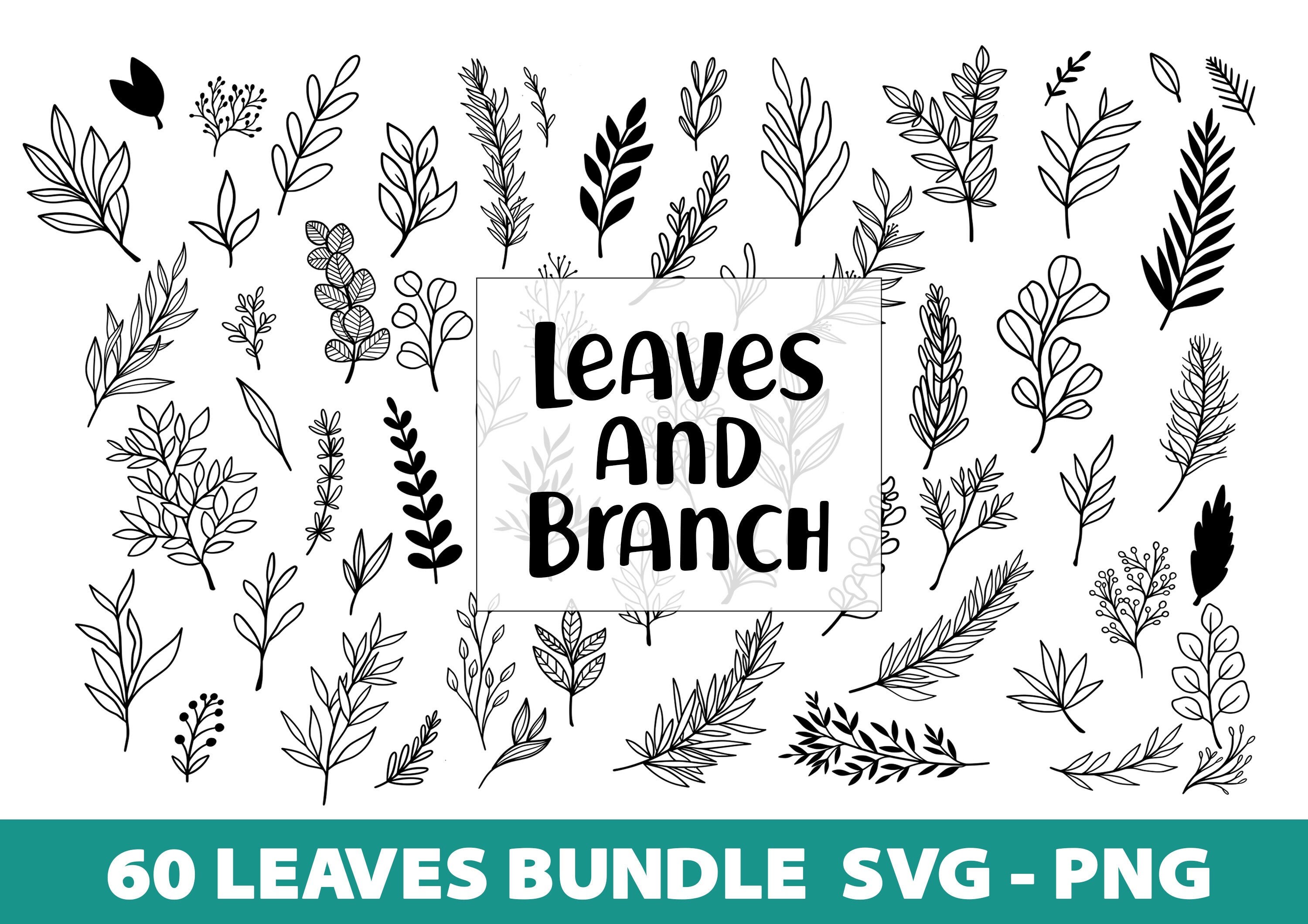 Leaves SVG Botanical Png Clipart Leaves Svg Bundle Greenery - Etsy