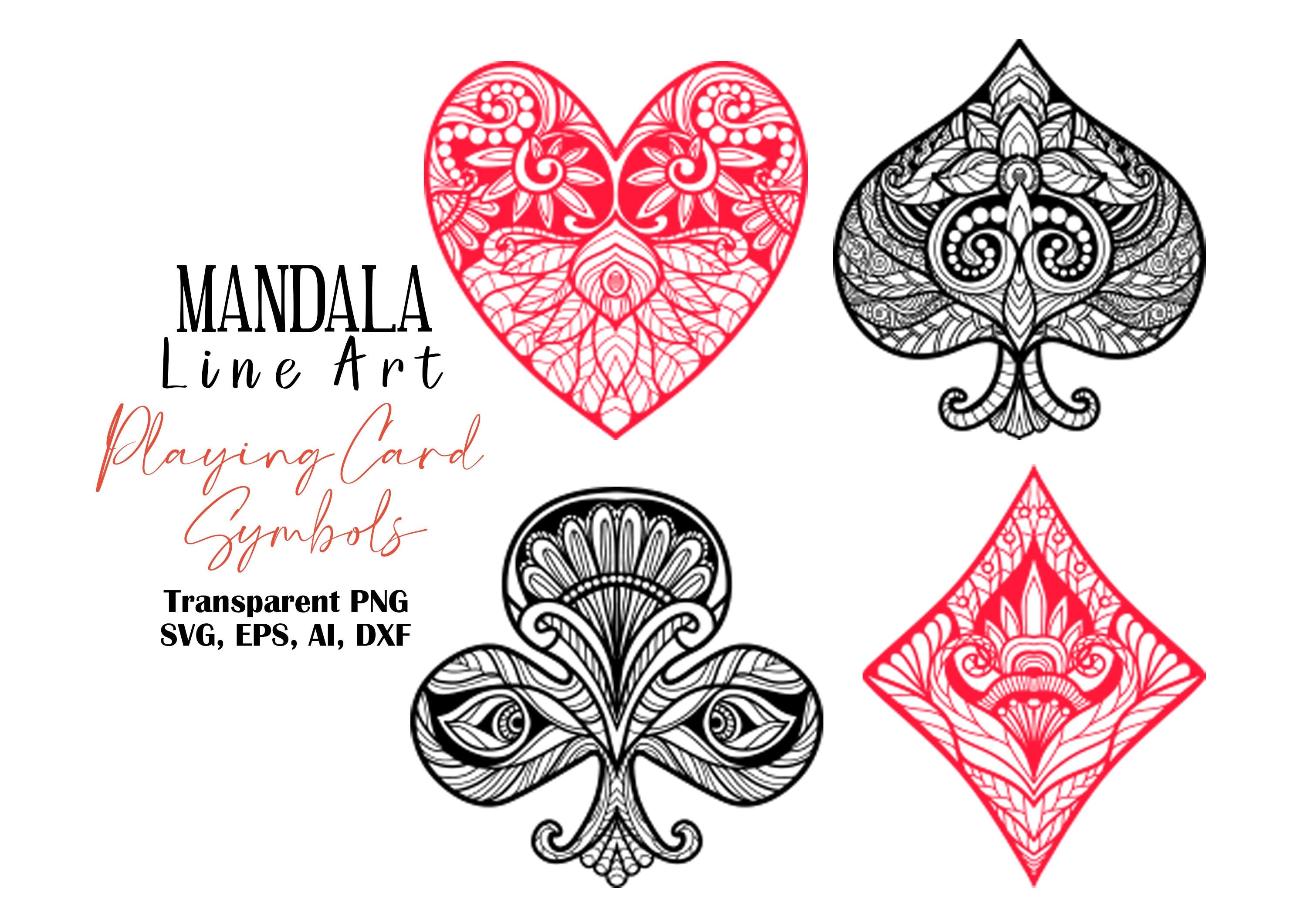 Playing Card Suits Mandala SVG Png Eps Dxf Playing Cards - Etsy