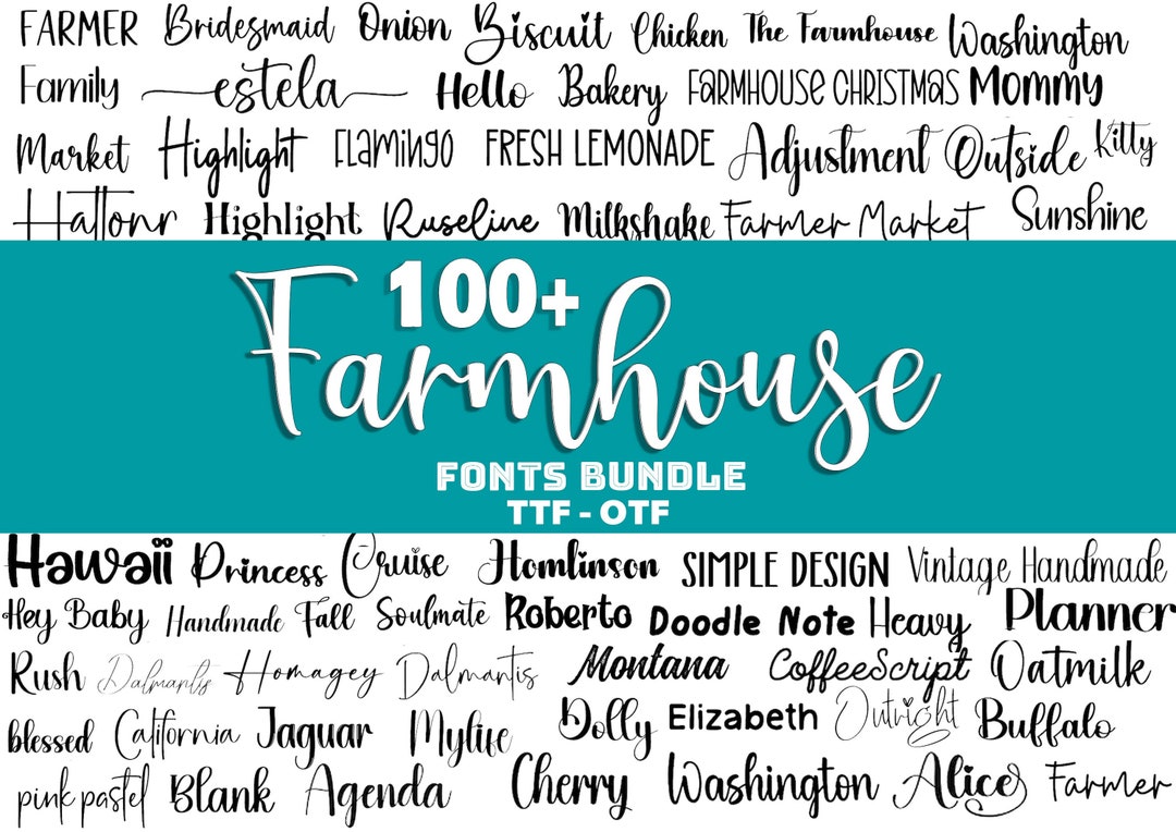The Ultimate 100 Farmhouse Fonts Bundle, Cursive Font, Canva Font ...