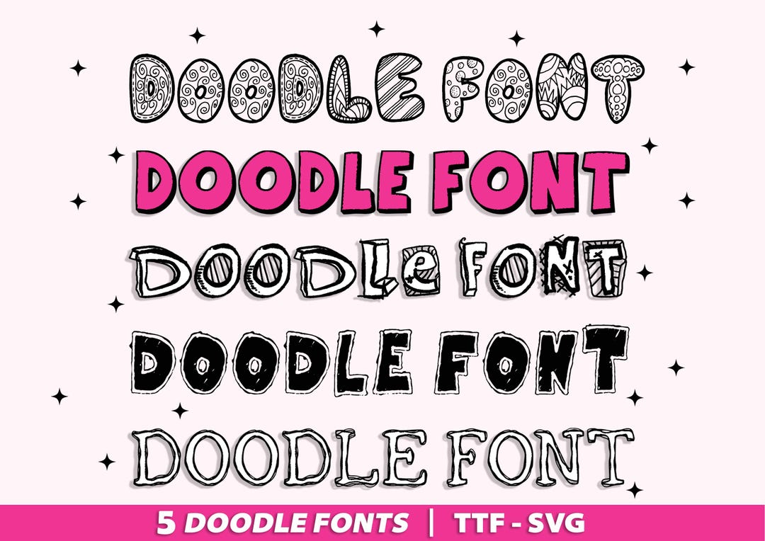 Outline Doodle Letters, Blank Transparent Doodle Font Alphabet, Fill ...