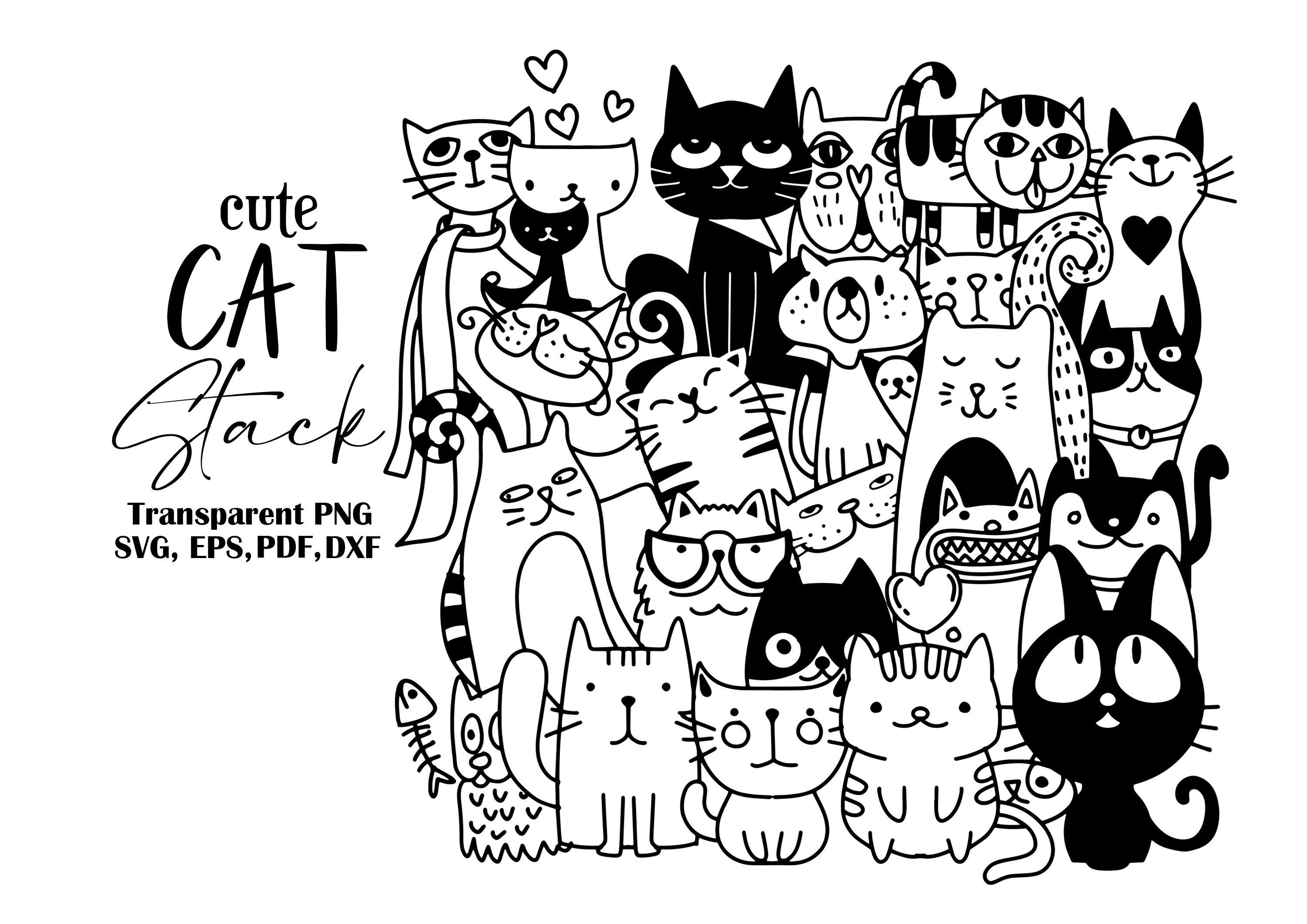 Cute Cat Stack Svg Cute Cat Clipart Cat Svg Cut Files for - Etsy