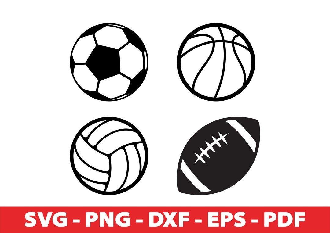 Sports Balls SVG Clipart: Basketball, Football, Soccer, Volleyball ...