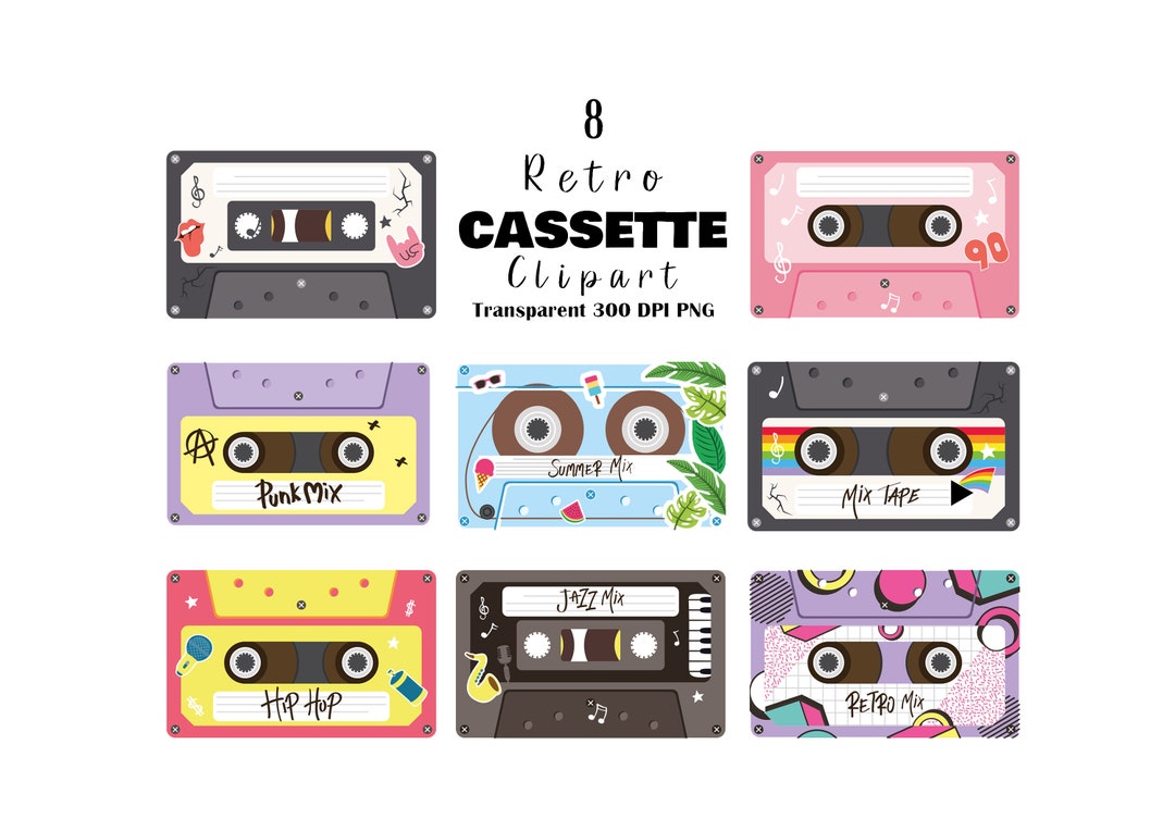 Retro Cassette Tape Clipart, Mixtape Classic Cassette Tape Clip Art ...
