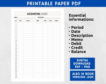 Printable Accounting Ledger - Etsy
