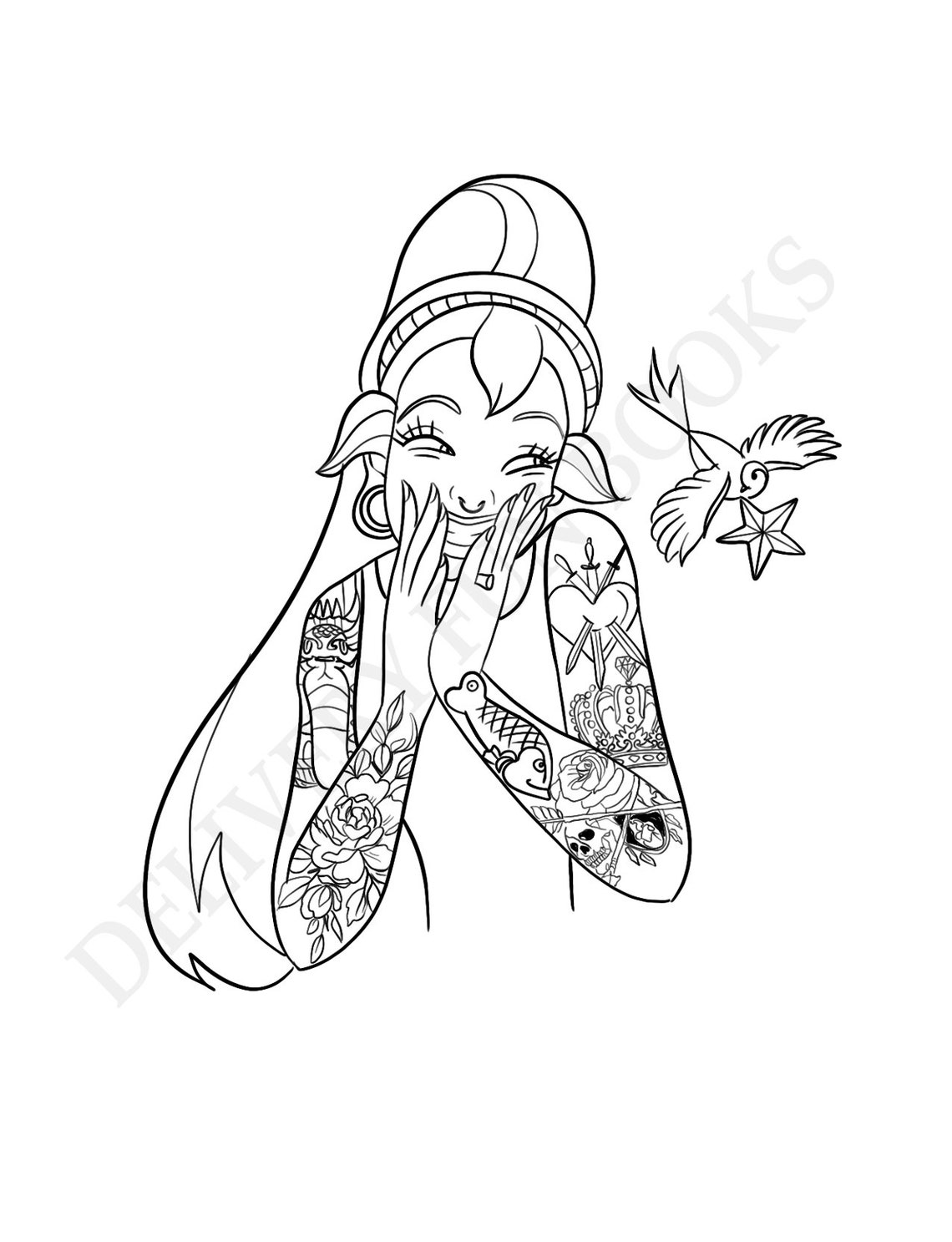 Princess With Tattoo Coloring Book 40 Amazing And Sexy Illustrations