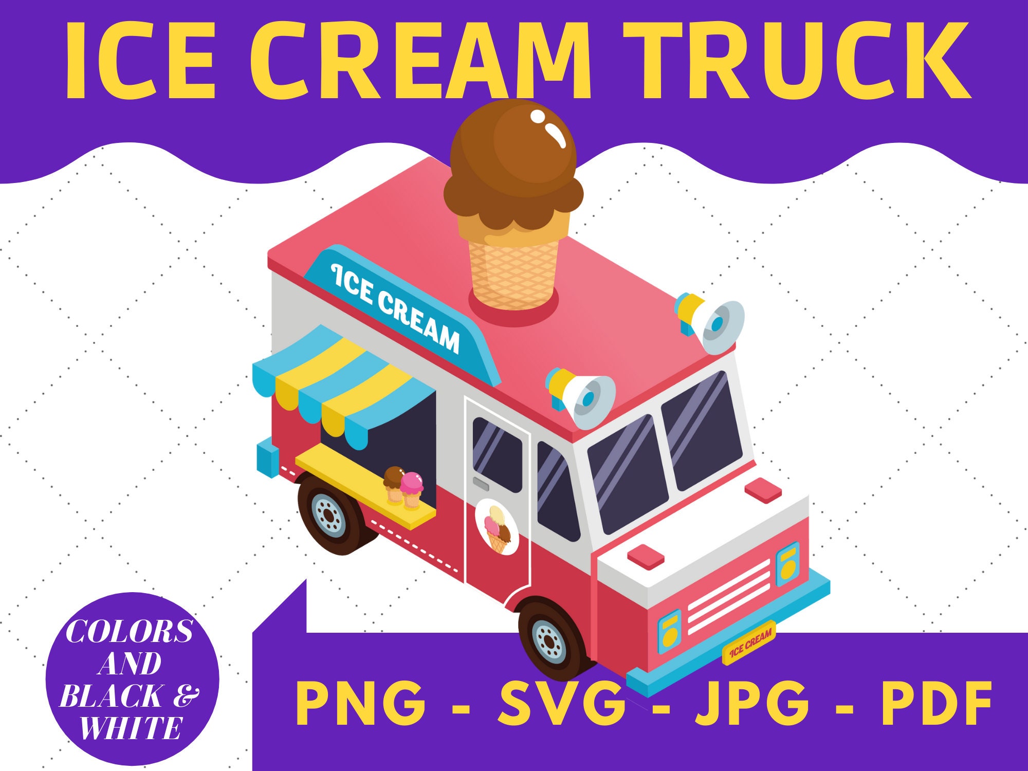 Food Truck Bundle Clipart 4 in 1: Svg, Png, Pdf, Jpg | Icecream ...