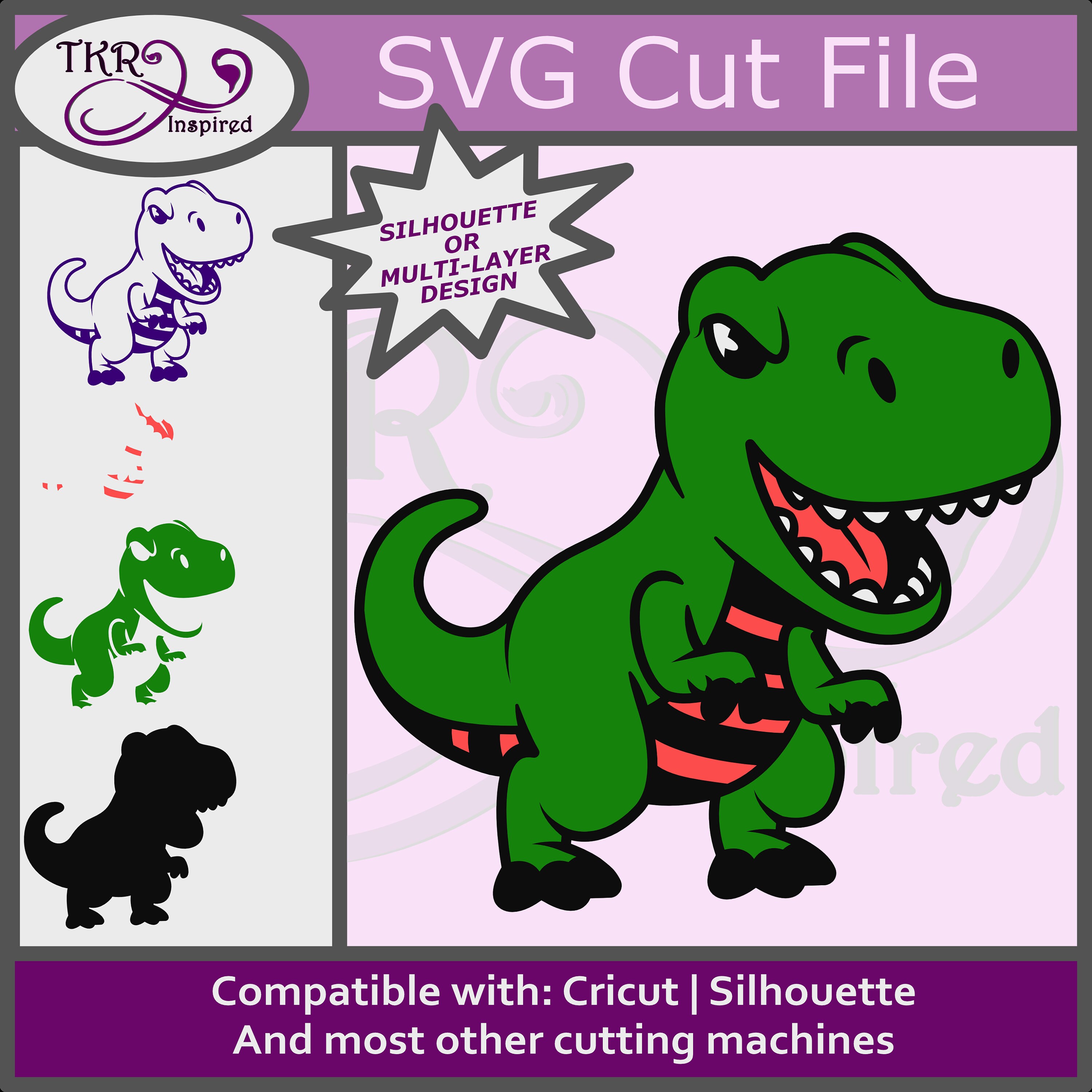 T-rex SVG for Crafters Tyrannosaurus Rex Cuttable Design File Dinosaur ...