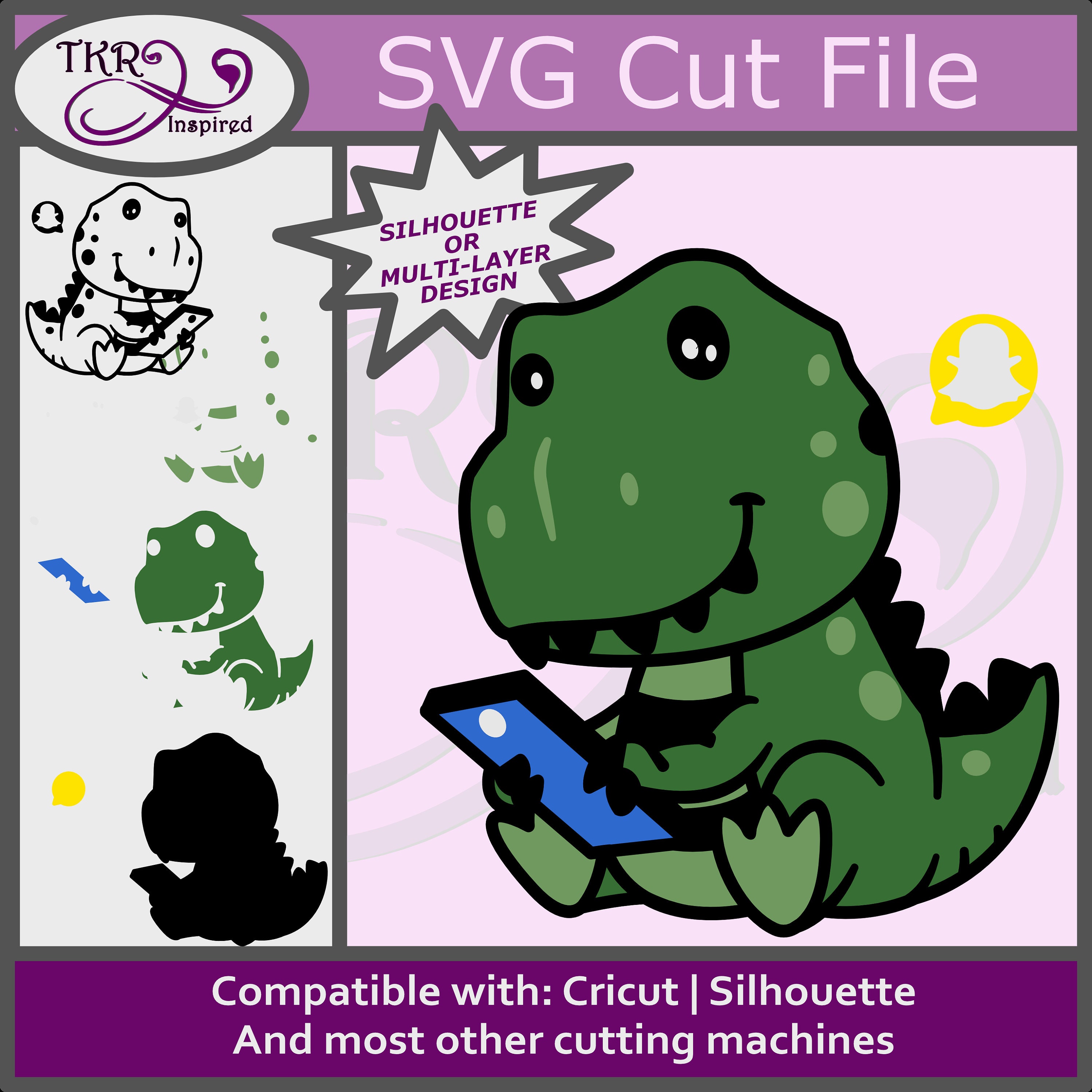 T-rex SVG for Crafters Tyrannosaurus Rex Cuttable Design File Dinosaur ...