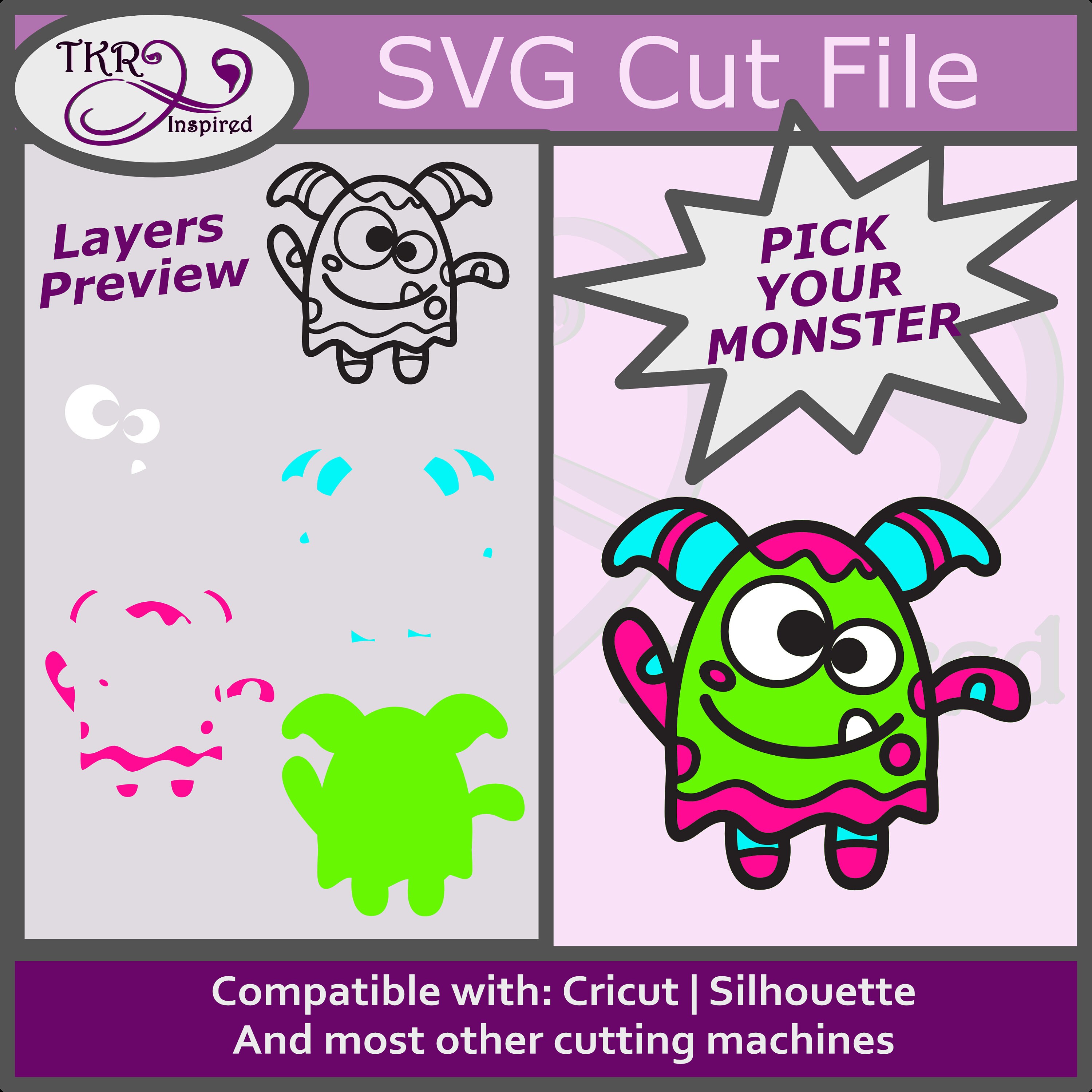 Cute Mini Monster SVG Bundle Simple Monster Graphic for Cricut ...
