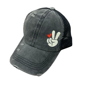 EMBROIDERED Peace Hand Sign and Love Hat, Hand Signal Hat, Sign ...