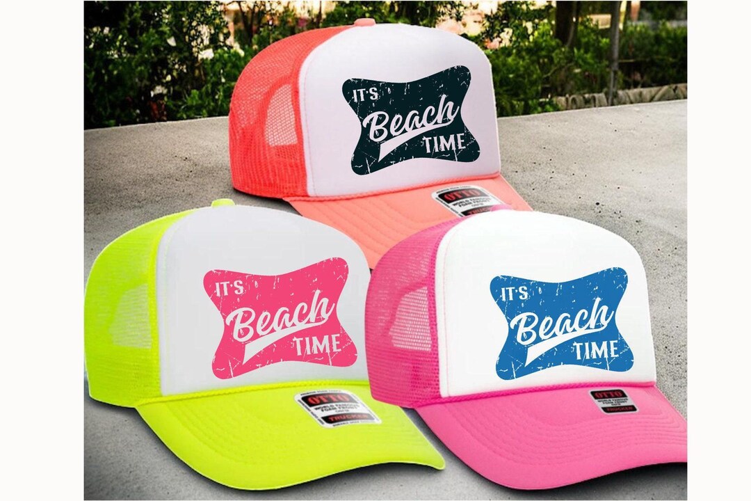 Its Beach Time Foam Trucker Hat, Funny Boating Hat, Neon Foam Trucker ...