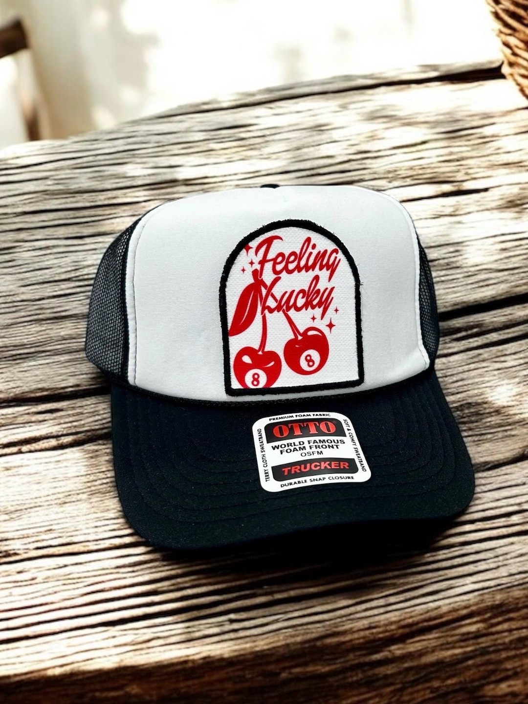Feeling Lucky Foam Trucker Hat, Trendy Cherries Hat, Gamling Hat, Lucky ...