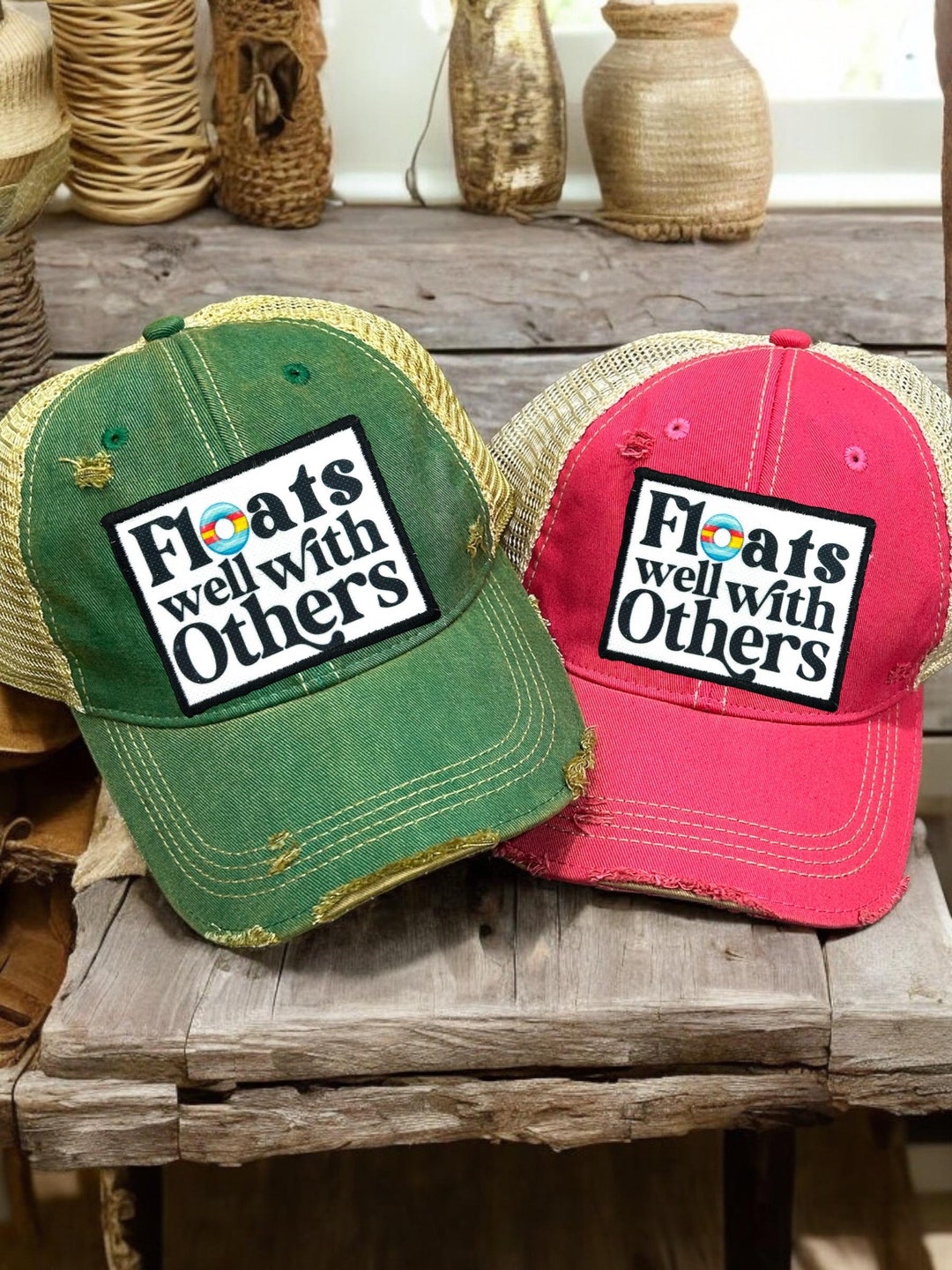 Floats Well With Others Vintatge Hat, Funny Pool Hat, Funny Boating Hat ...