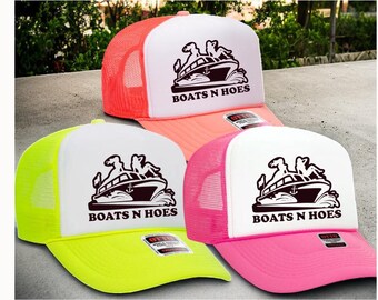 Boats Hoes 24 Foam Trucker Hat, Funny Boating Hat, Trendy Trucker Hat ...