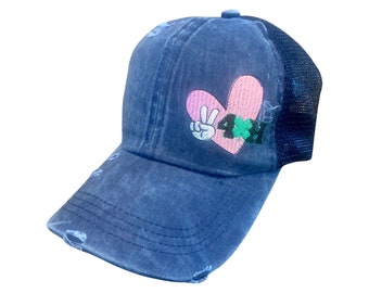 EMBROIDERED Peace Hand Sign and Love Hat Hand Signal Hat - Etsy