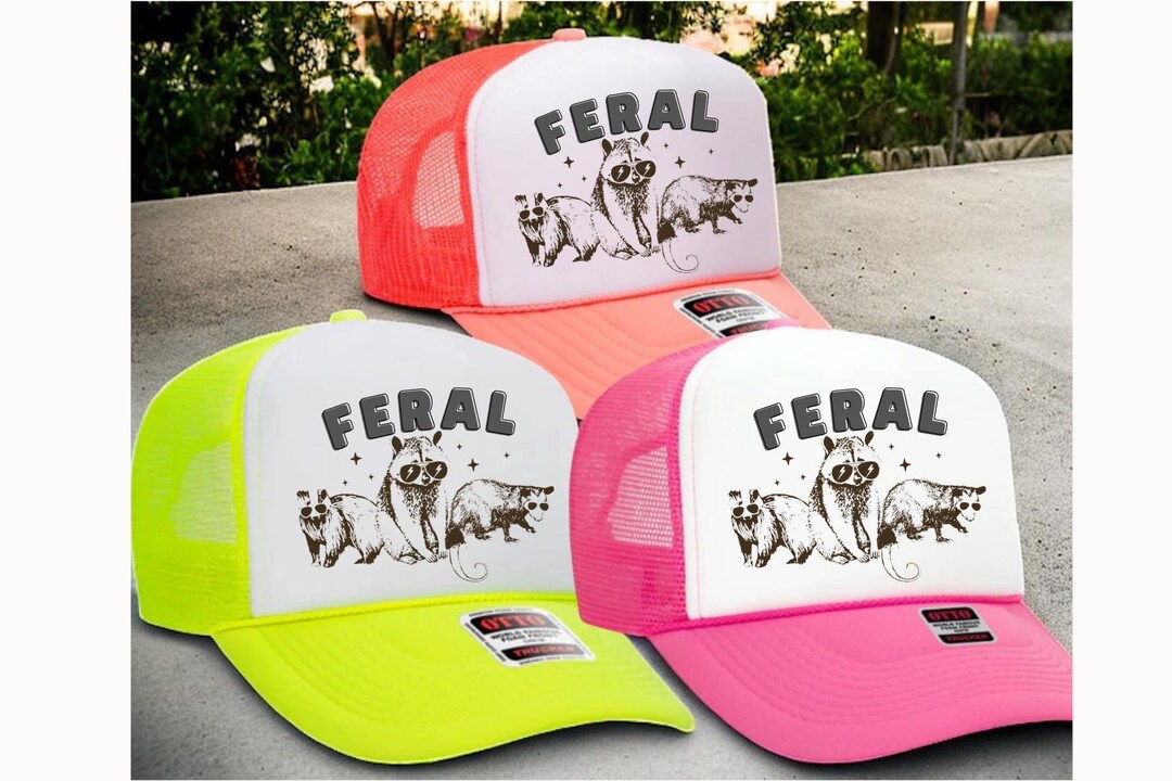 Feral Foam Trucker Hat, Wild One Hat, Funny Racoon Foam Hat, Cute but ...