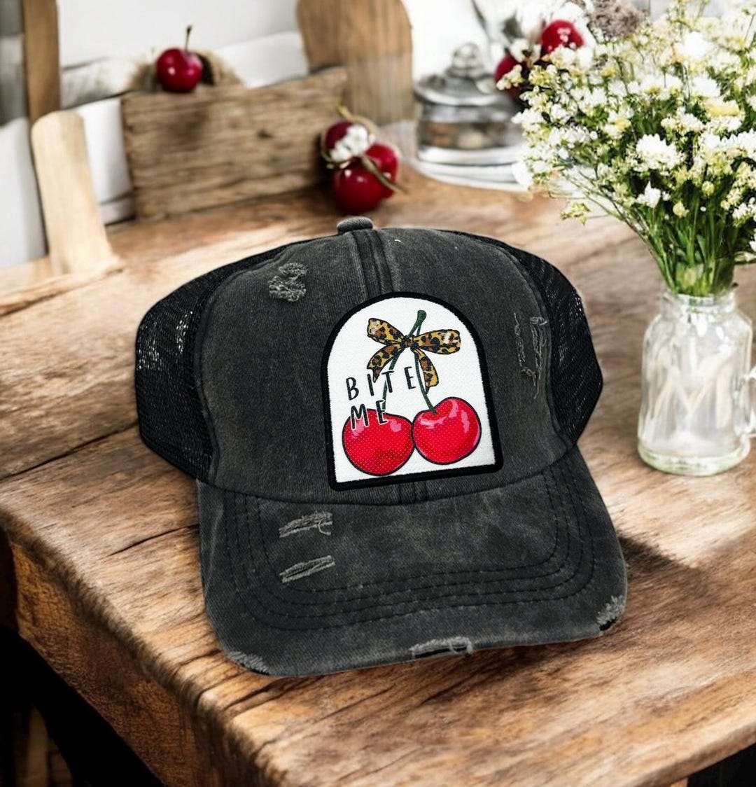 Bite Me Cherry Hat, Retro Country Girl Hat, Farm Girl Hat, Vintage ...