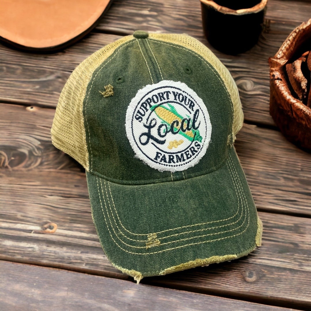 Unisex Vintage Support Your Local Farm Hat, Embroidered Hat Patch ...