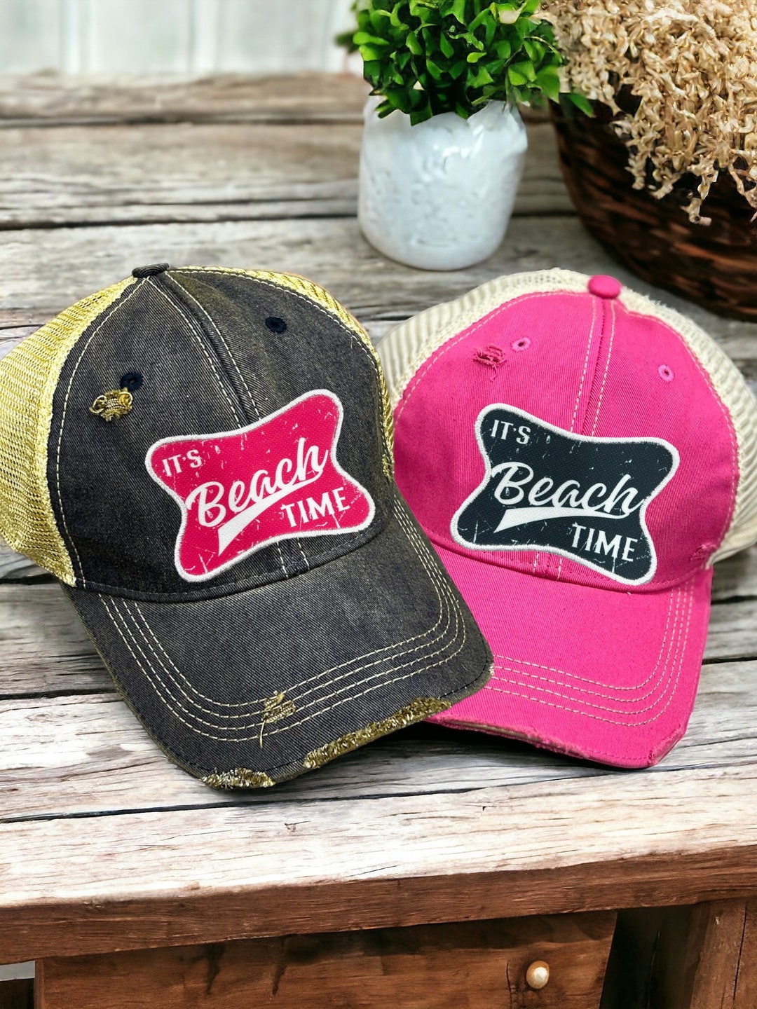 Its Beach Time Vintage Hat, Funny Boating Hat, Vintage Style Summer Hat ...