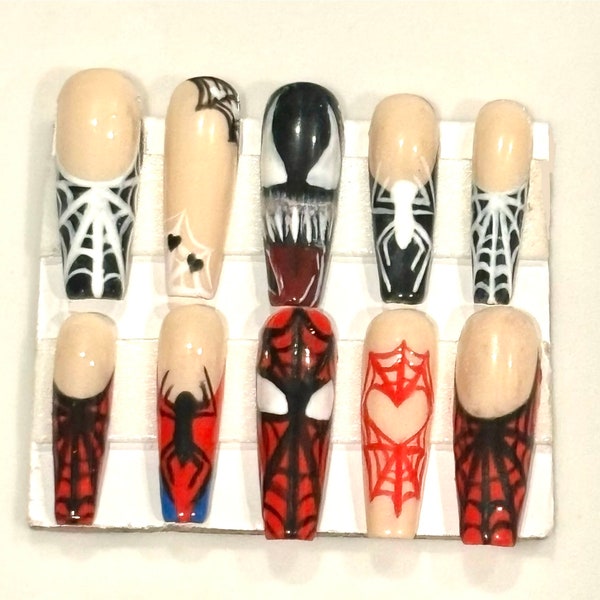 Spiderman Nails - Etsy