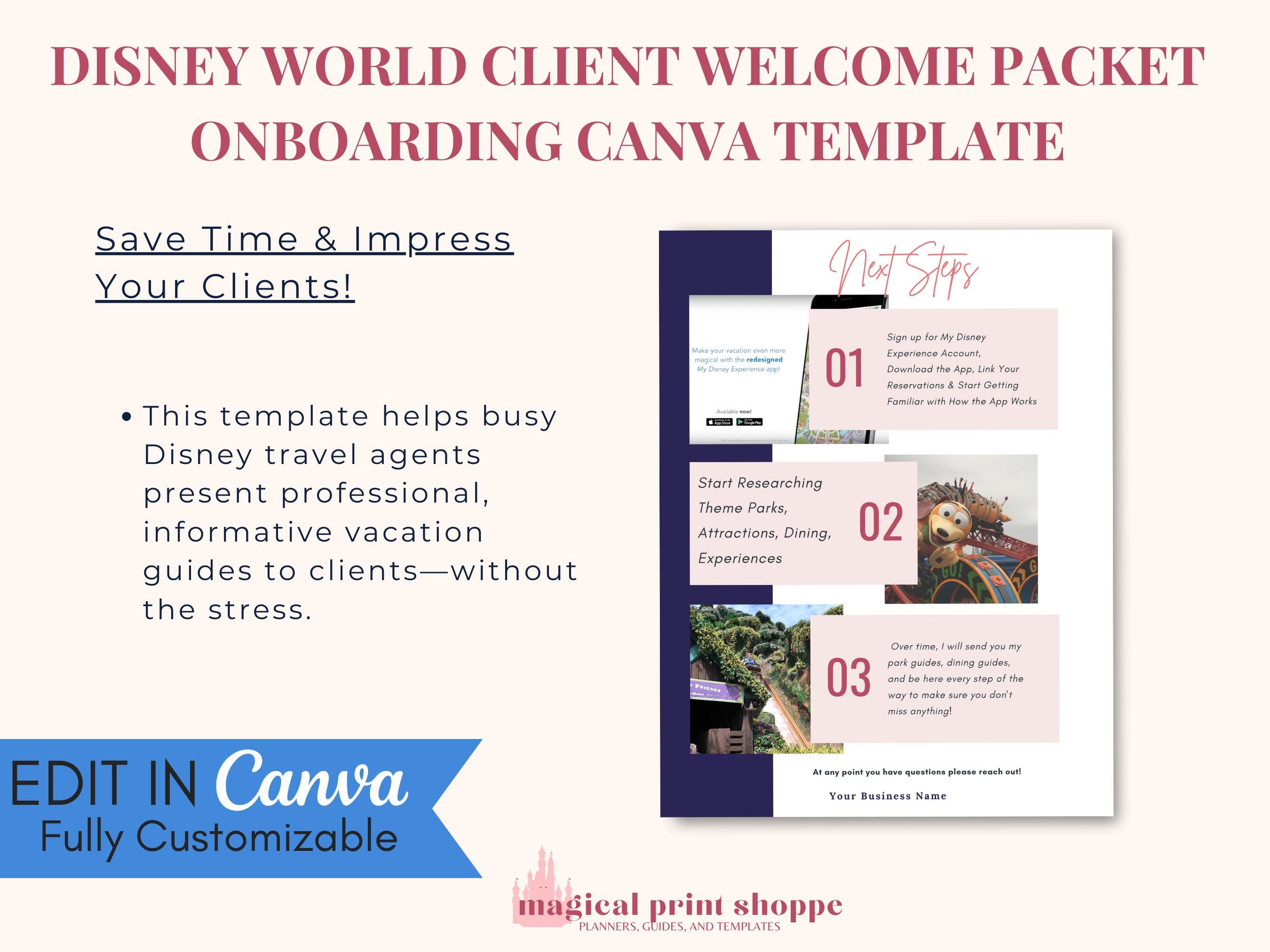 Travel Agent Canva Template WDW Client Onboarding / WDW Welcome Guide ...