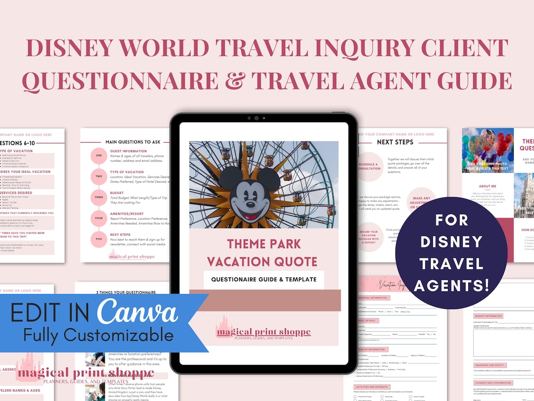 WDW Online Travel Inquiry Client Questionnaire / Theme Park Vacation ...