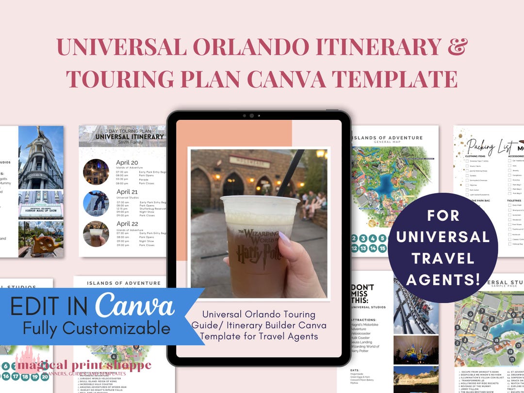 Universal Touring Plan Itinerary Canva Template / Daily Park Day ...
