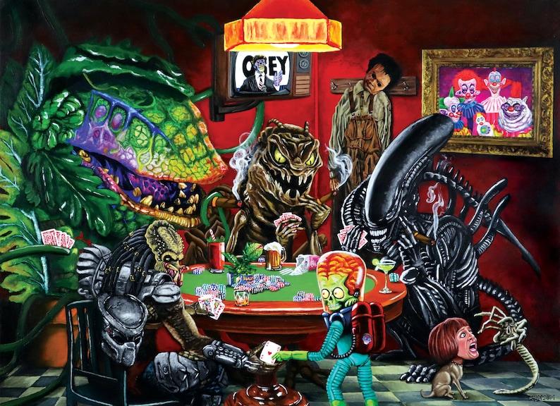 Aliens Playing Night - Etsy