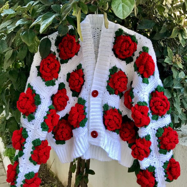 Rose Granny Square Cardigan Pattern - Etsy