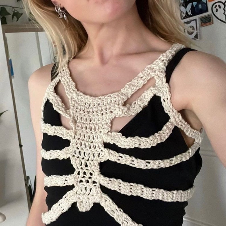 Crochet Skeleton Top Grunge Fairycore Goth Top Skeleton - Etsy