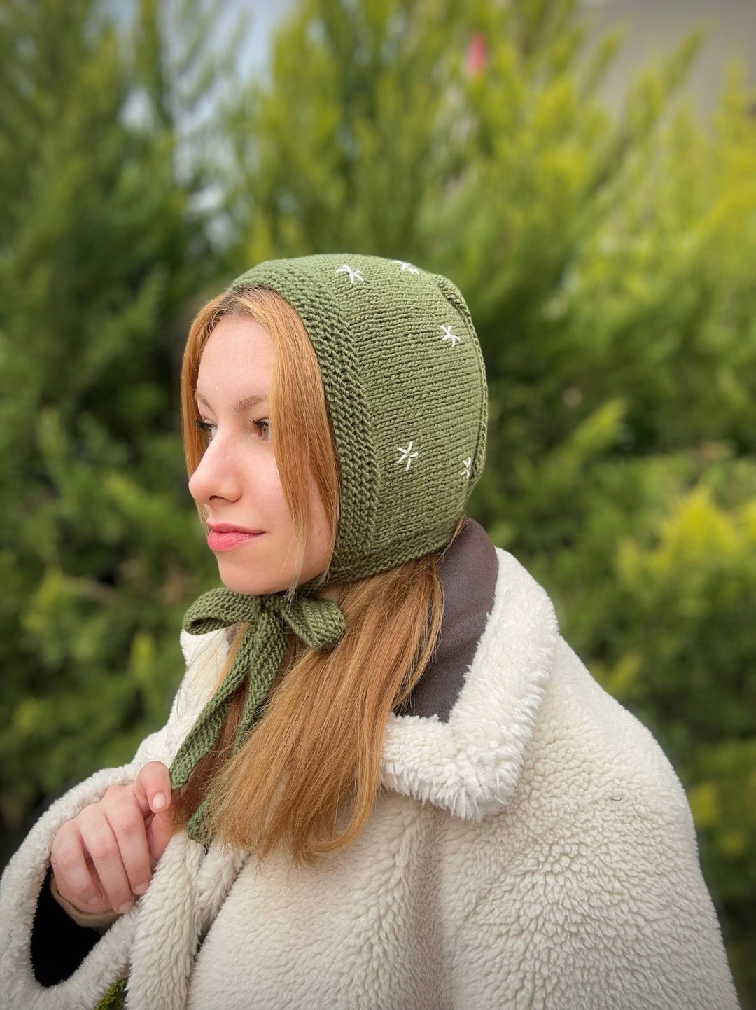 Handknitted Bonnet, 3 Different Colors Bonnet, Bohemian Floral Bonnet ...