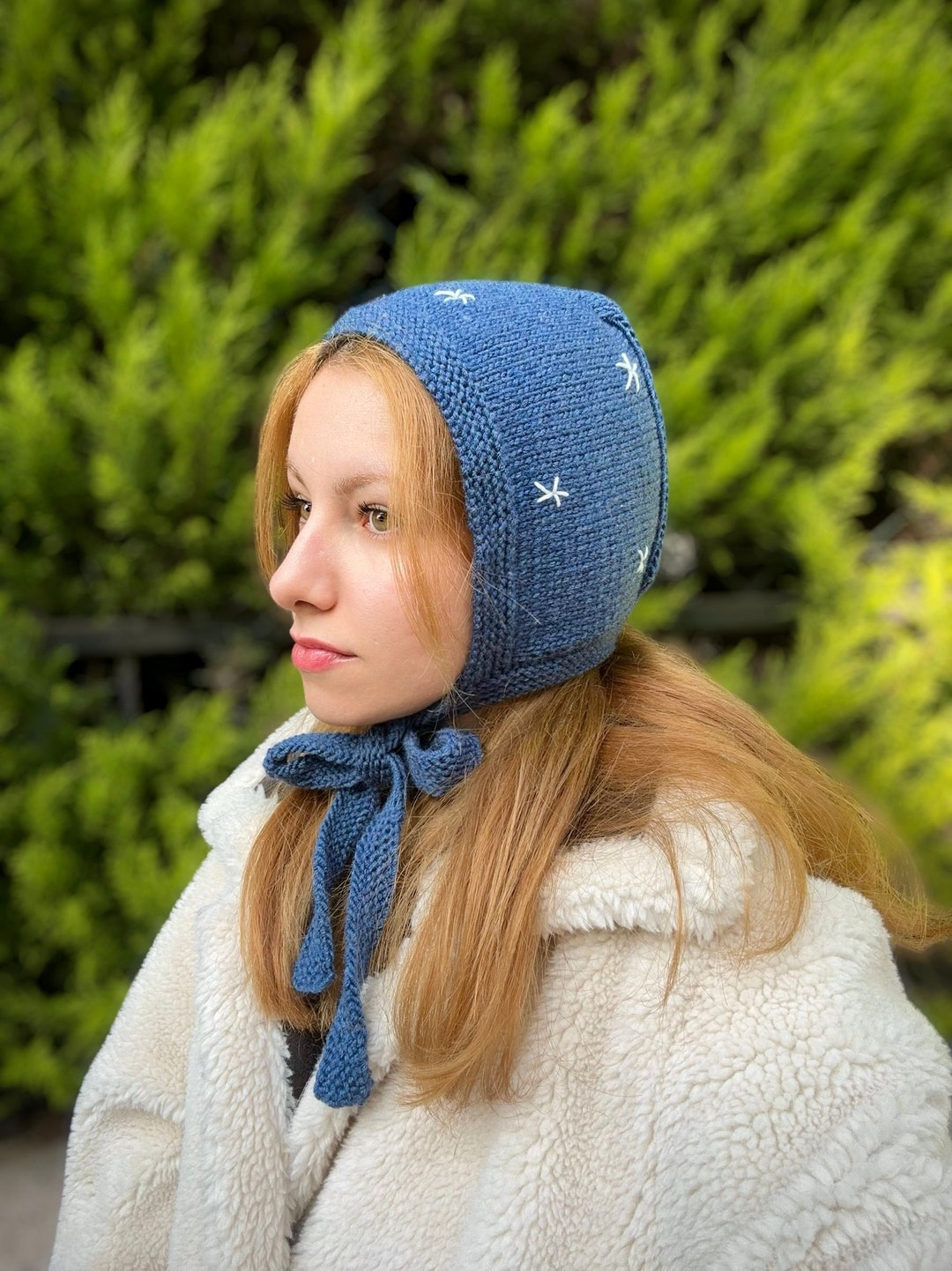 Handknitted Bonnet, 3 Different Colors Bonnet, Bohemian Floral Bonnet ...