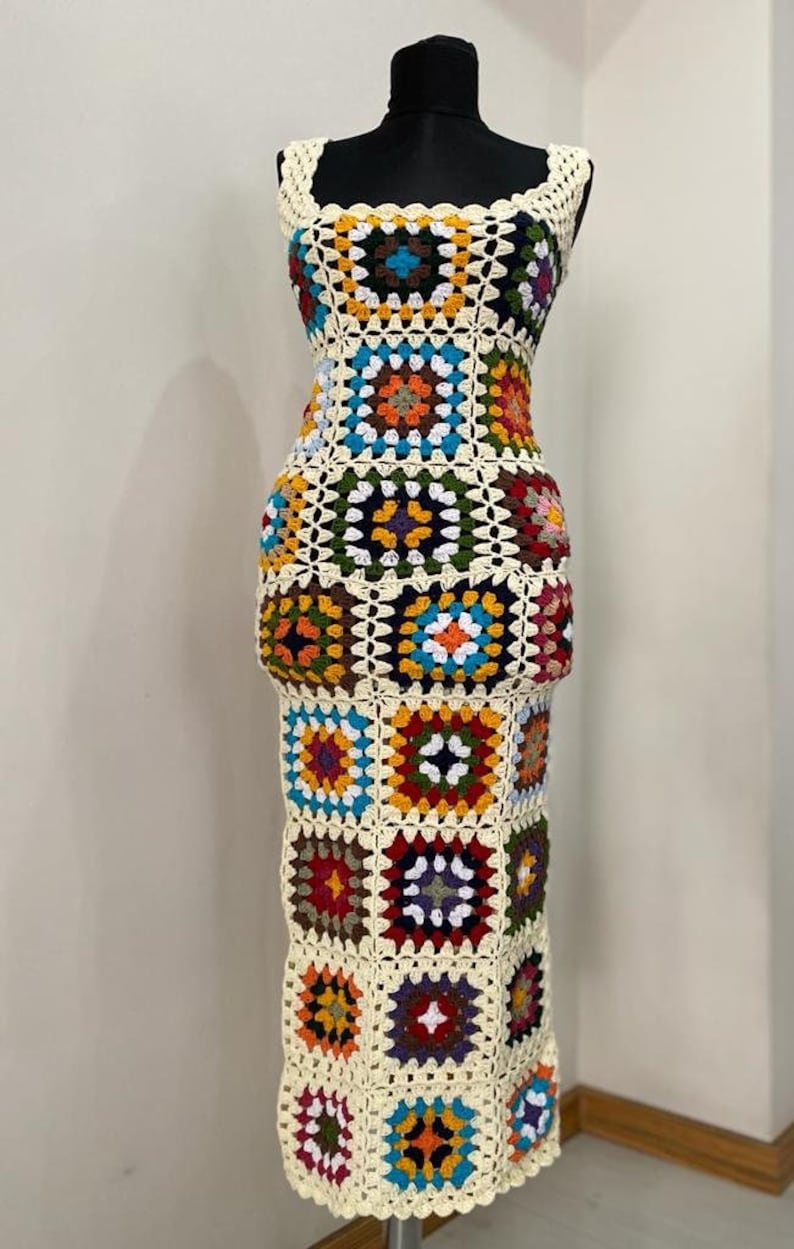 Crochet Granny Square Dress for Women Handmade Granny Square - Etsy Canada