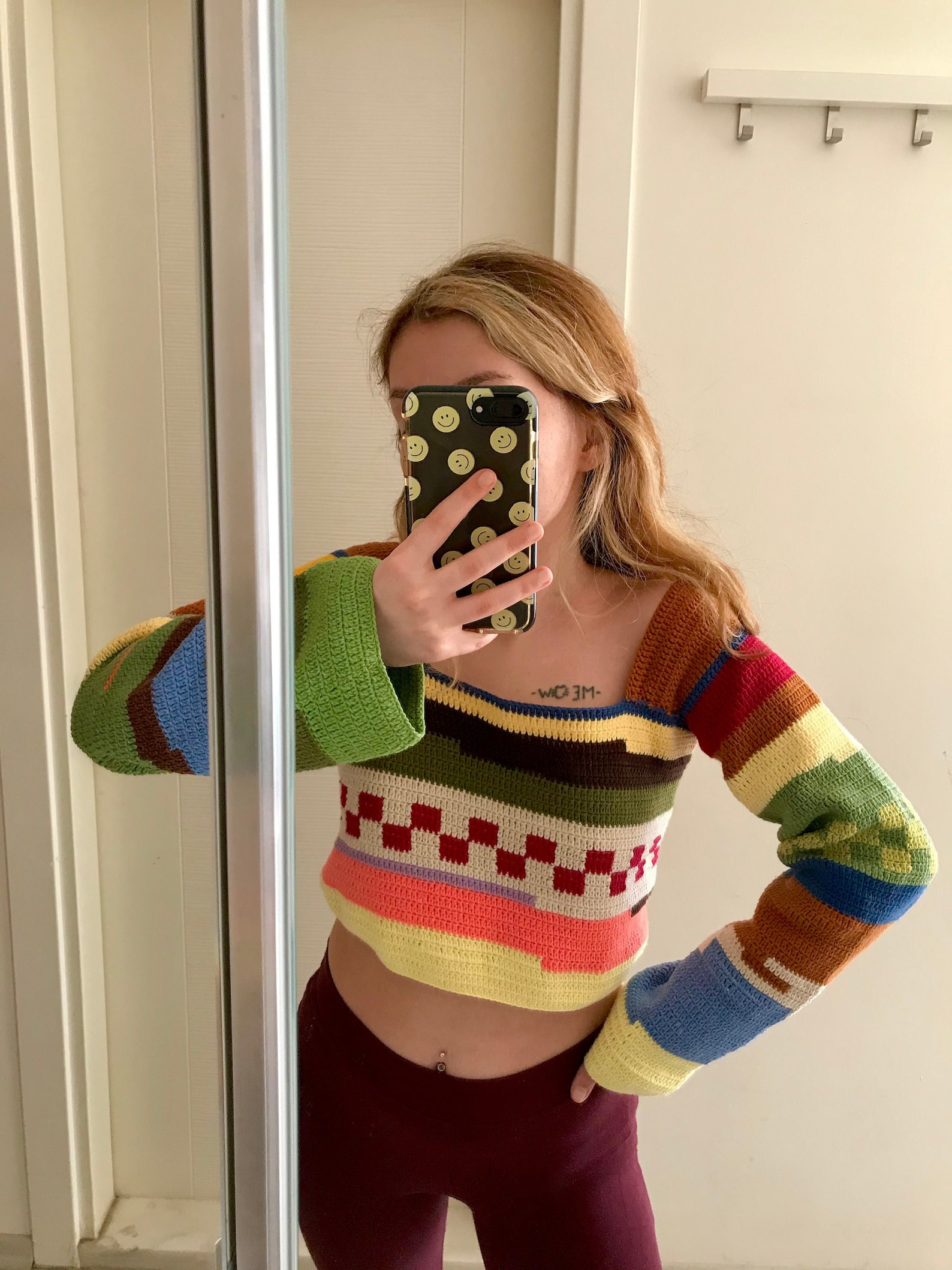 Crochet Crop Top Crochet Long Sleeve Top Handmade Colorful - Etsy