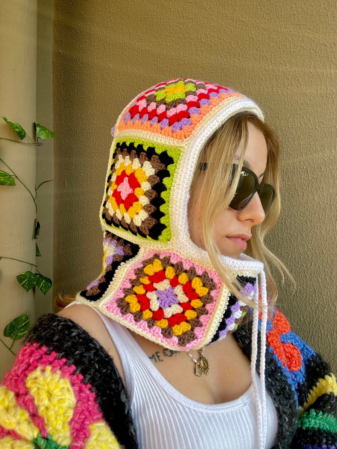 Crochet Balaclava, Granny Square Balaclava,handmade Colorful Balaclava ...