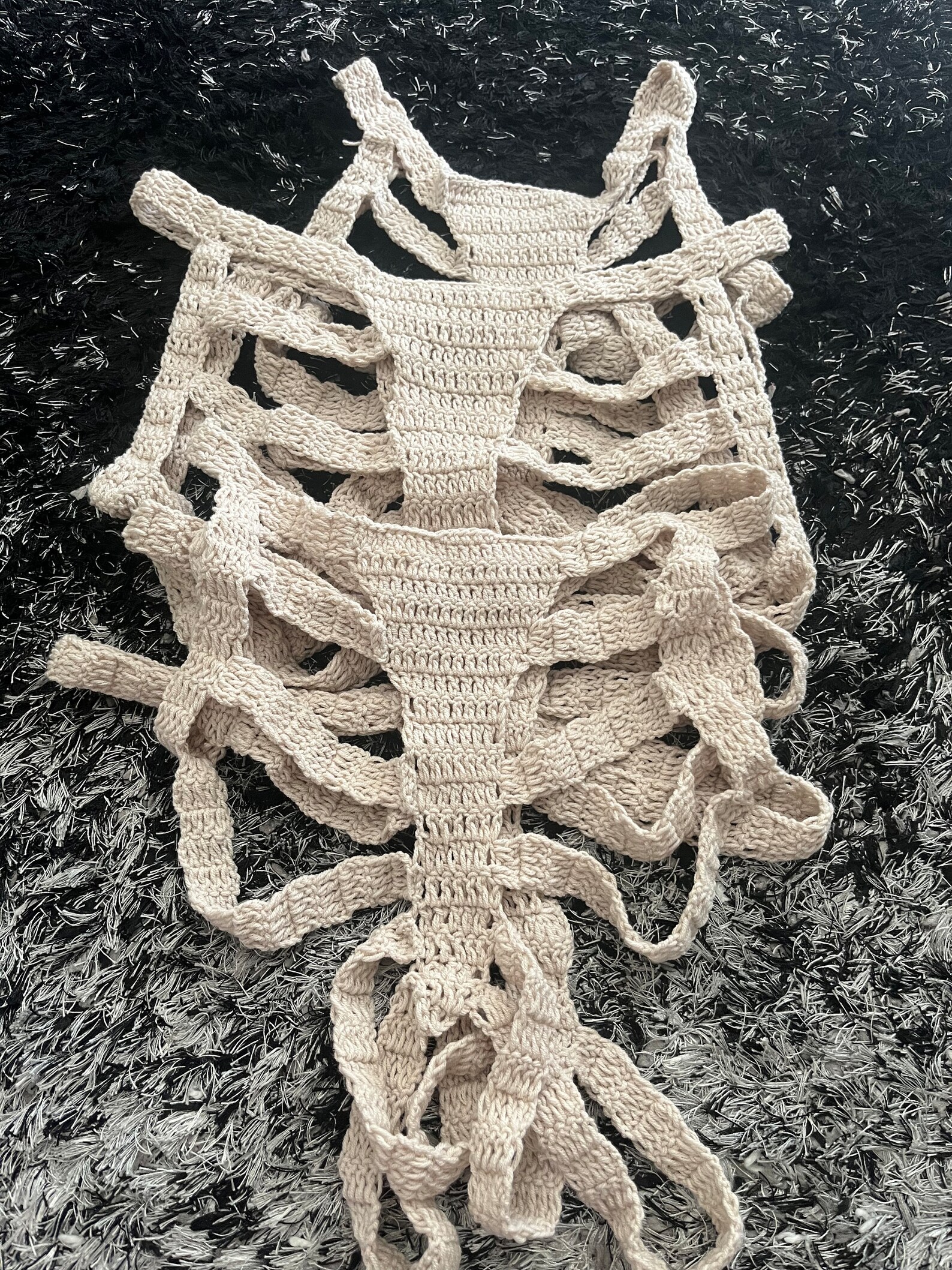 Crochet Skeleton Top, Grunge Fairycore Goth Top, Skeleton Corset ...