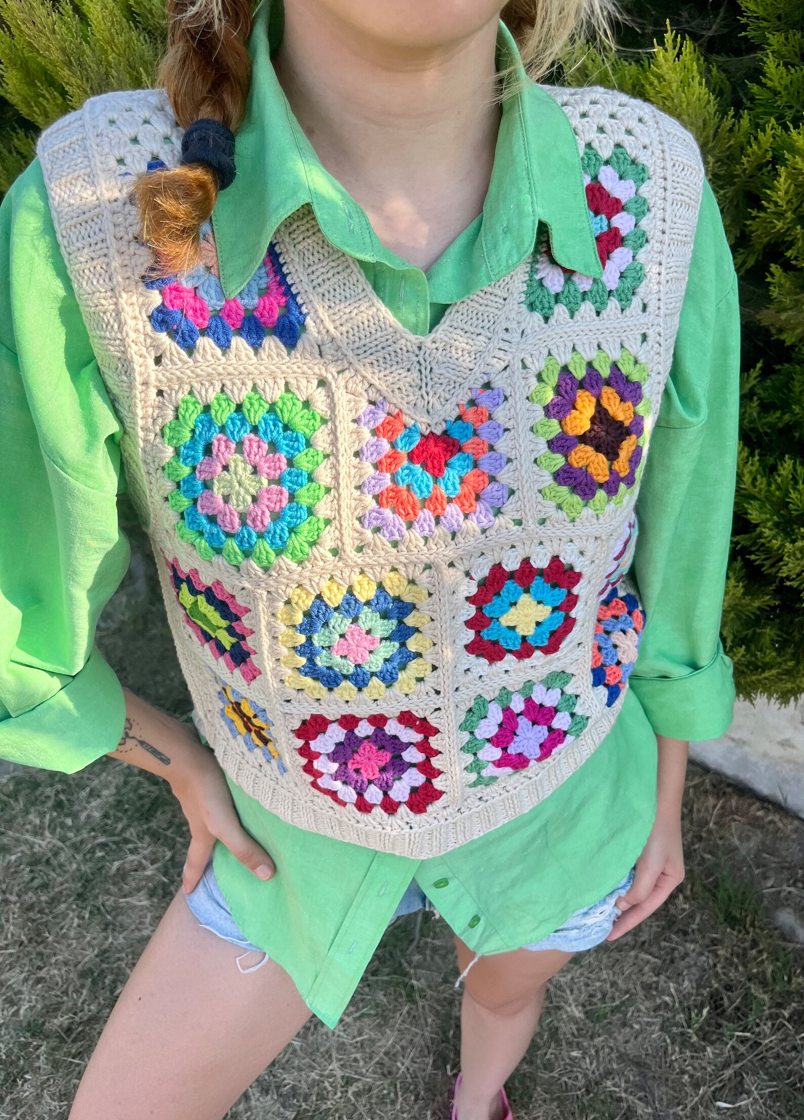Patchwork Sweatergranny Square Sweater Granny Square Vest - Etsy